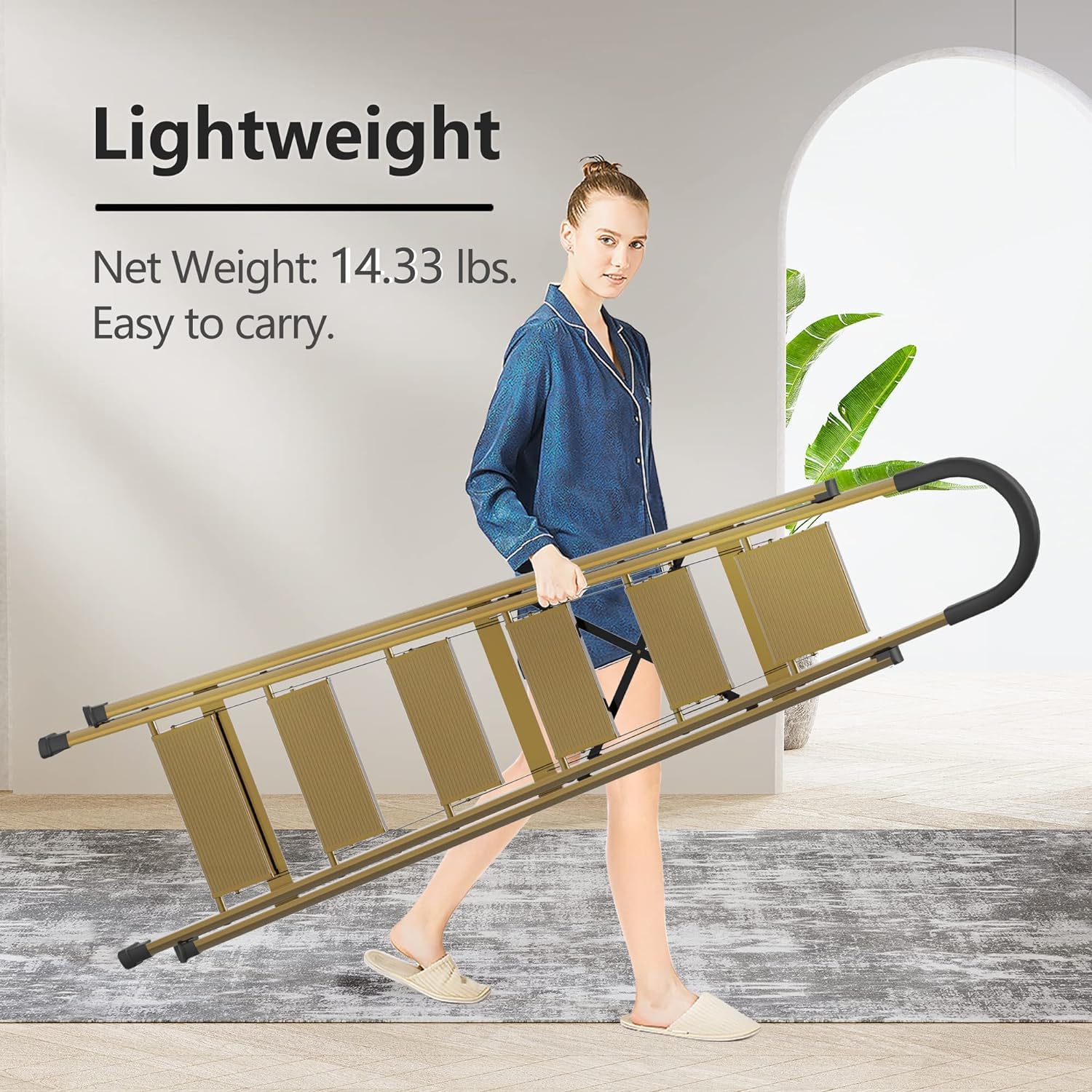 GameGem 6 Step Ladder, Aluminum Folding Step Stool with Anti-Slip ...