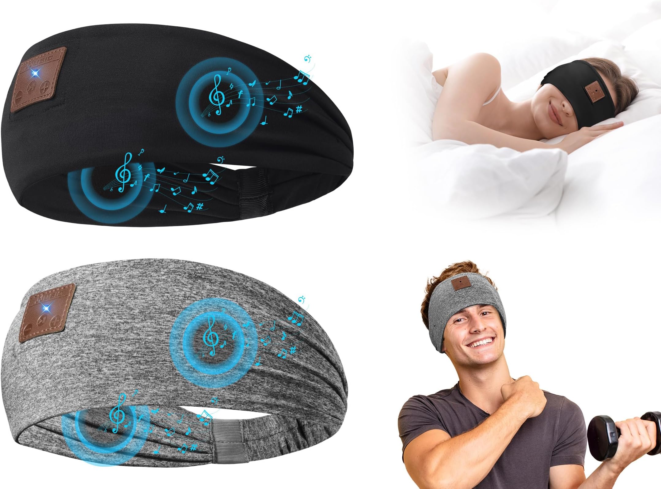 Amazon.com: 2-Pack Sleeping Headphones Wireless Bluetooth 5.4, Headband ...