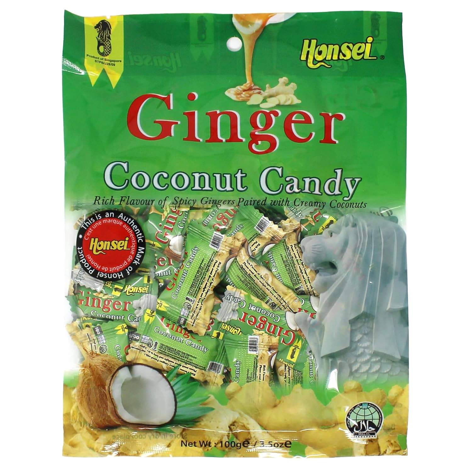 Amazon.com : Honsei Ginger Coconut Candy 100g/3.5oz Hard Candy Rich ...