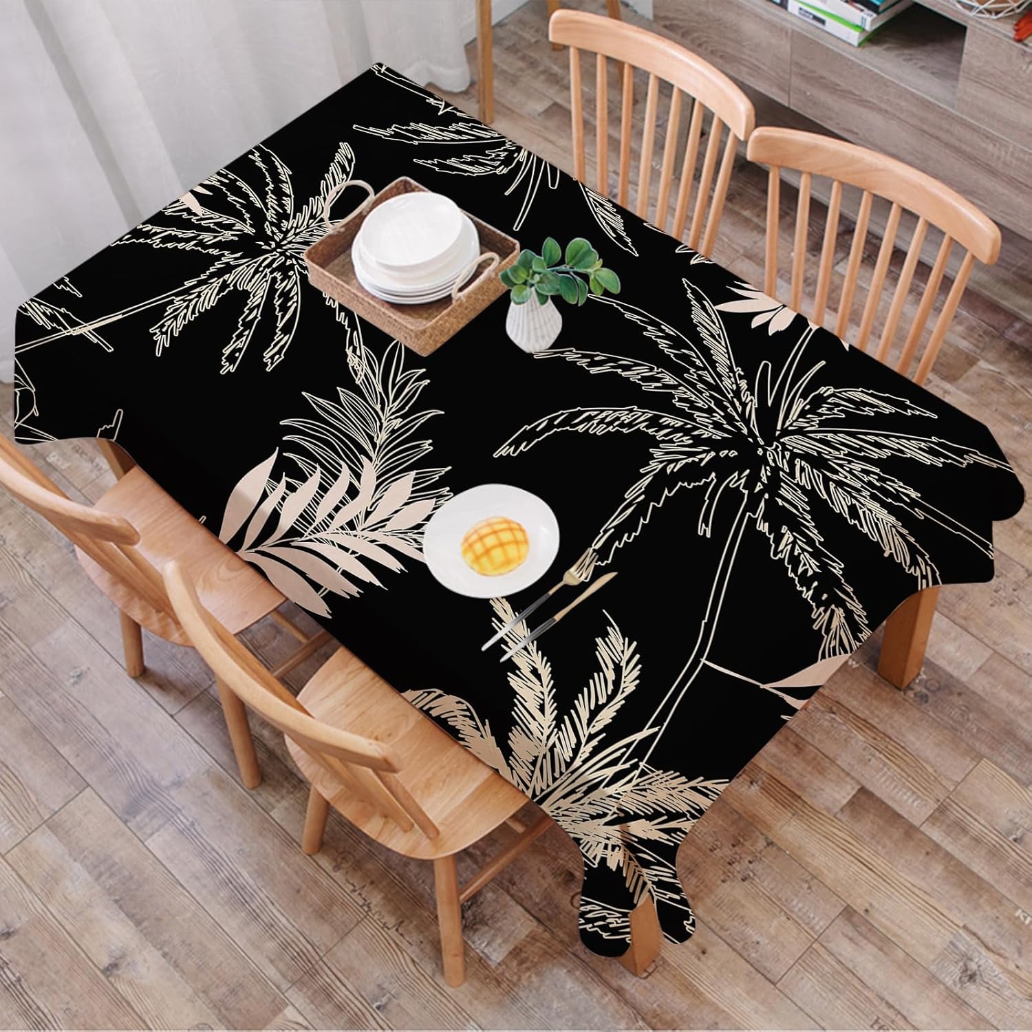 Amazon.com: Rectangle Table Cloth,Dark Tropical Jungle Palm Tablecloths ...