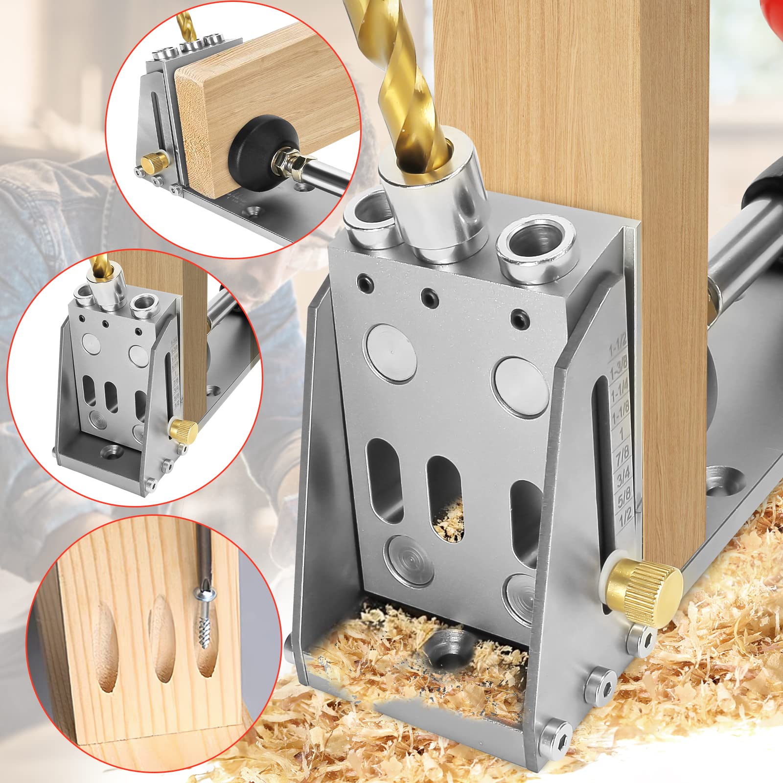 Snapklik.com : Pocket Hole Jig Kit, Professional Woodworking Jigs Drill ...