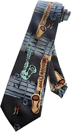 Amazon.com: Mens Alto Saxophone Sax with Music Notes and Scores Necktie ...