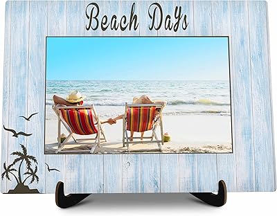 Amazon.com - Qiwog Beach Photo Frame - Nautical Beach Themed Wooden ...