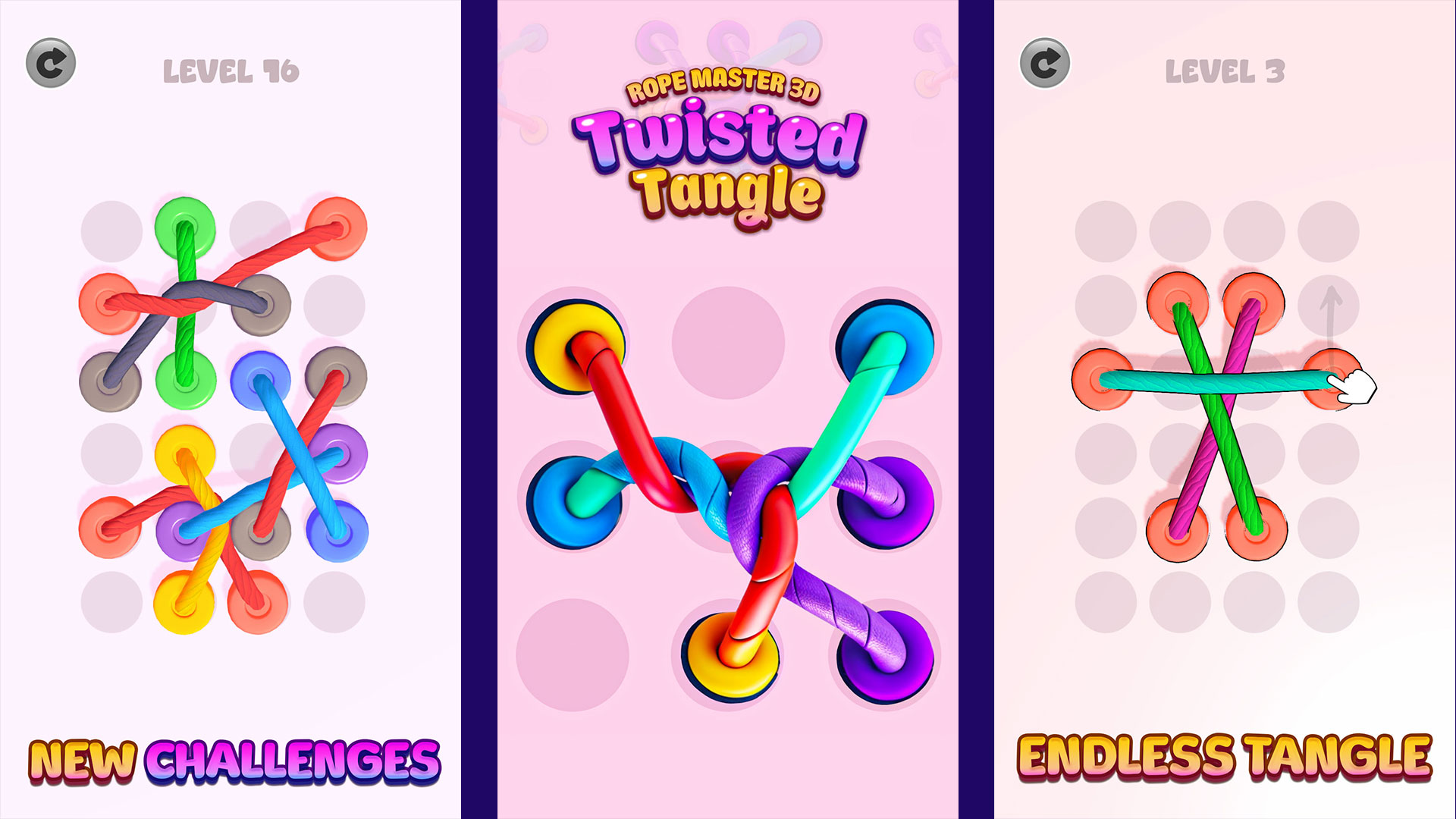 Rope Master 3D Twisted Tangle Puzzle – Untangle & Sort the Color Ropes ...