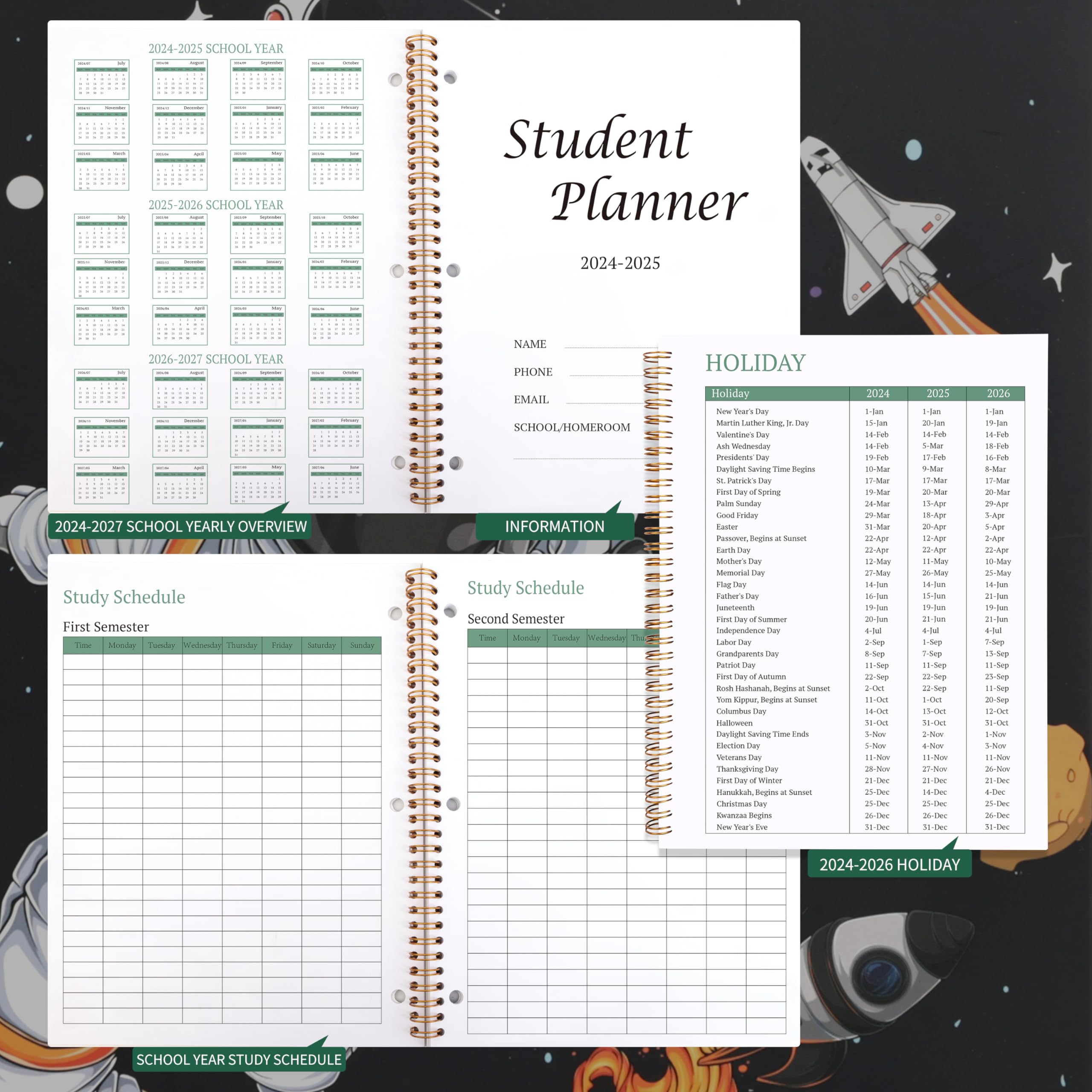 Snapklik.com : Student Planner 2024-2025 - Monthly And Weekly School ...