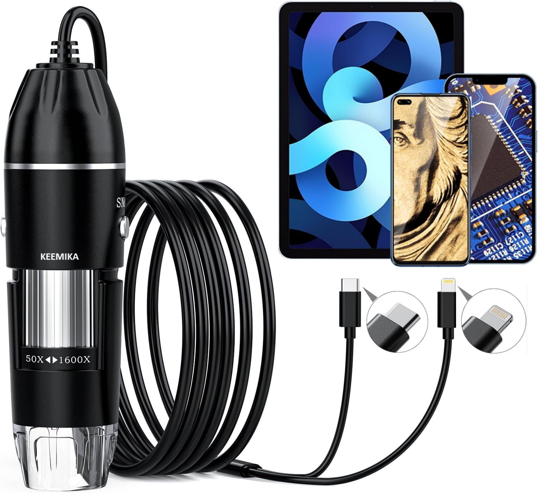 Amazon.com : Digital Microscope 1600X USB HD Inspection Camera with ...