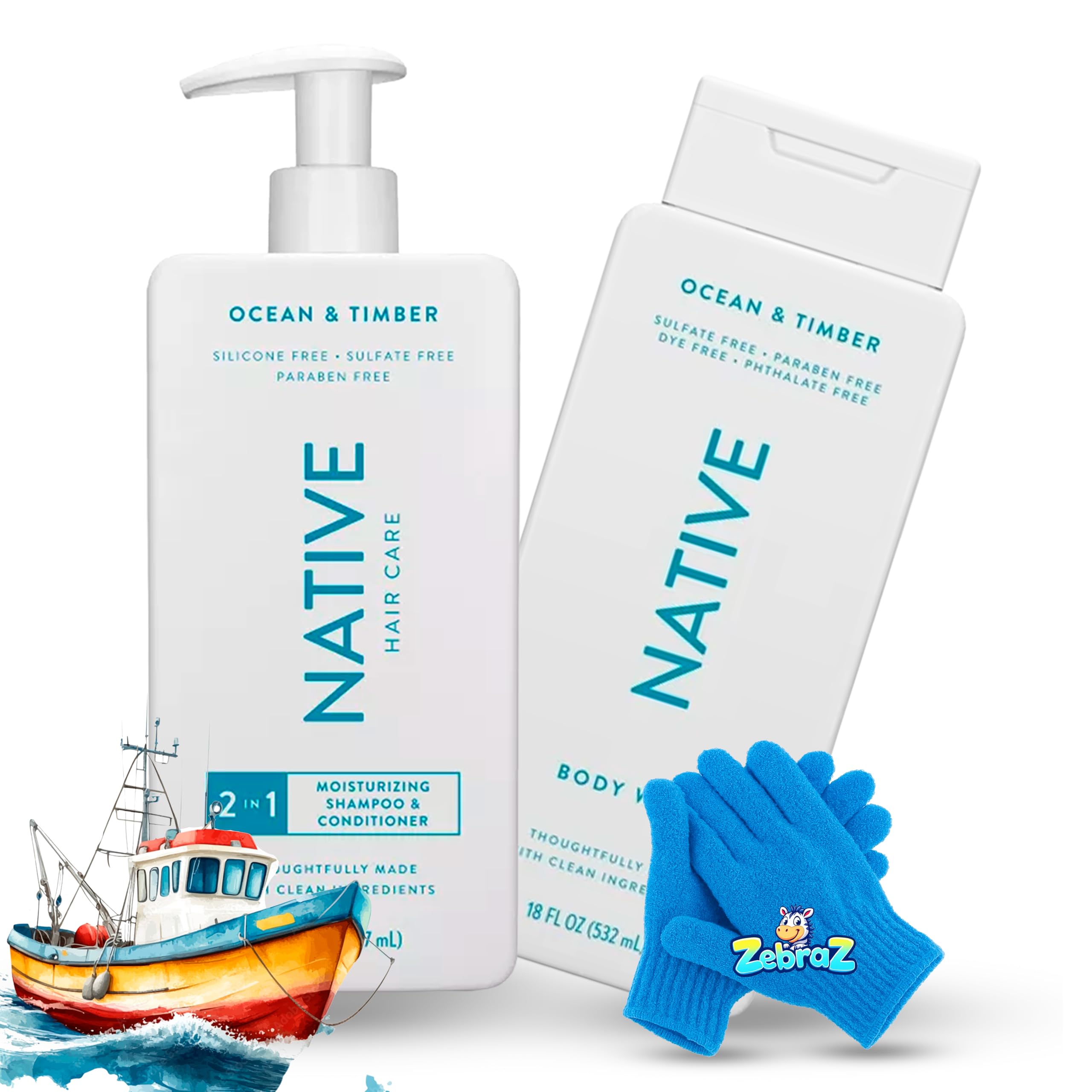 Snapklik.com : ZebraZ Shower Kit Ocean & Timber 2-in-1 Shampoo ...