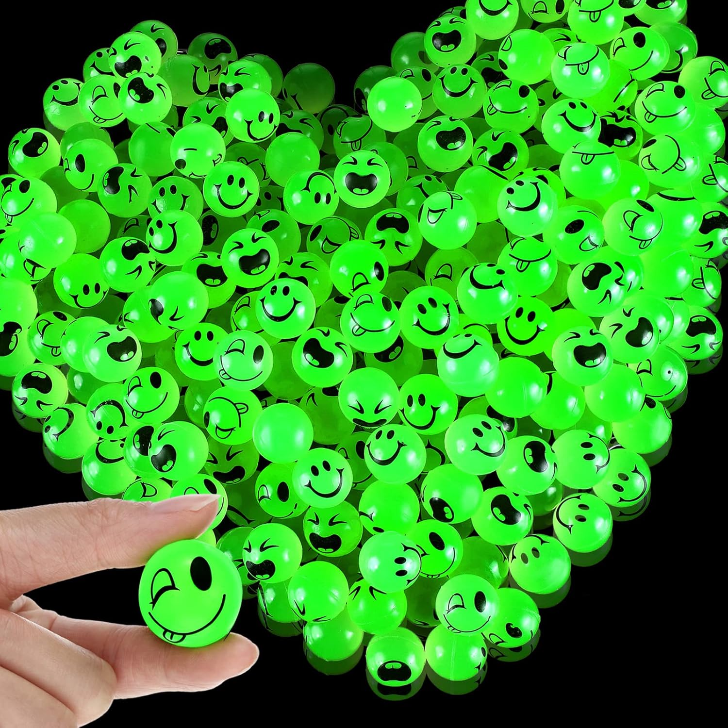 Amazon.com: Deekin 300 Pack Bouncy Balls Bulk Glow in the Dark Smile ...