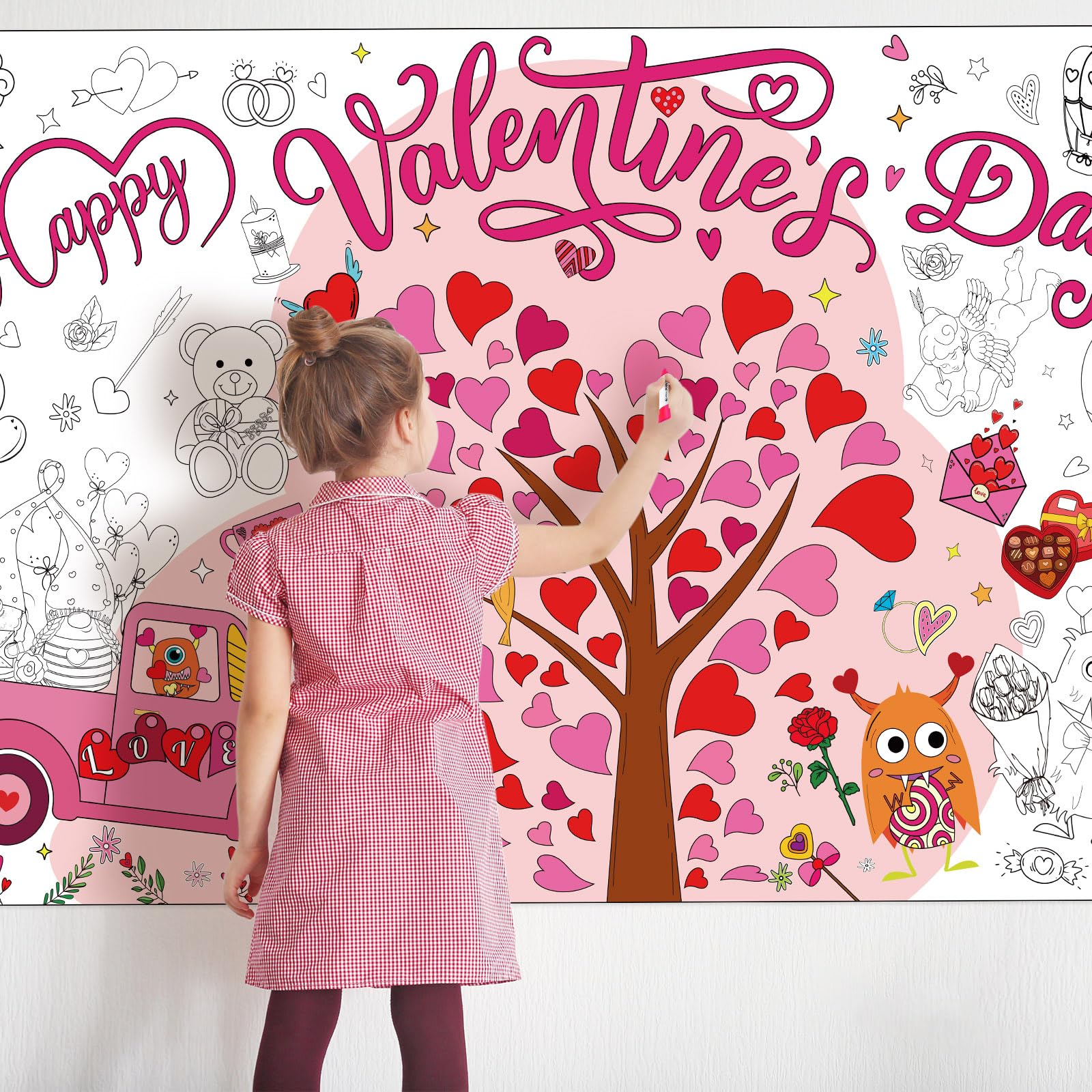 Paint For Banners Giant Valentine's Day Coloring Poster - 50x31 Inch ...