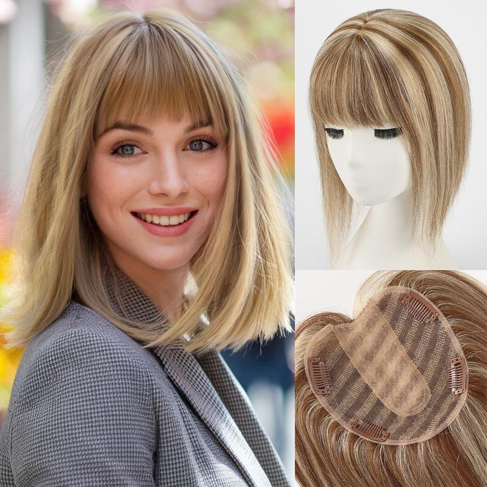 Amazon.com : EMMOR Hair Toppers 14 inches for Women, 100% Remy Human ...