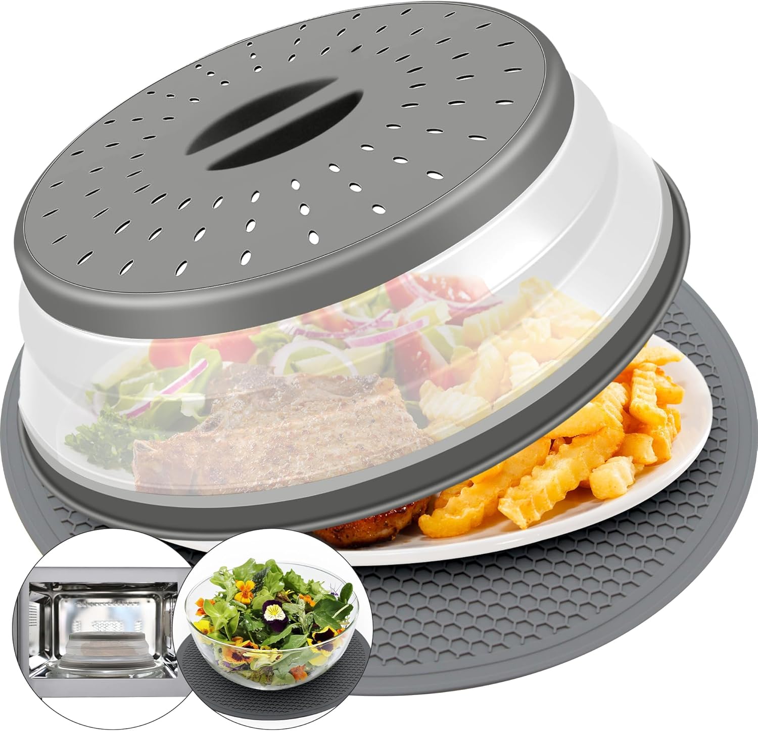 Amazon.com: Microwave Cover for Food, Microwave Splatter Cover with Mat ...