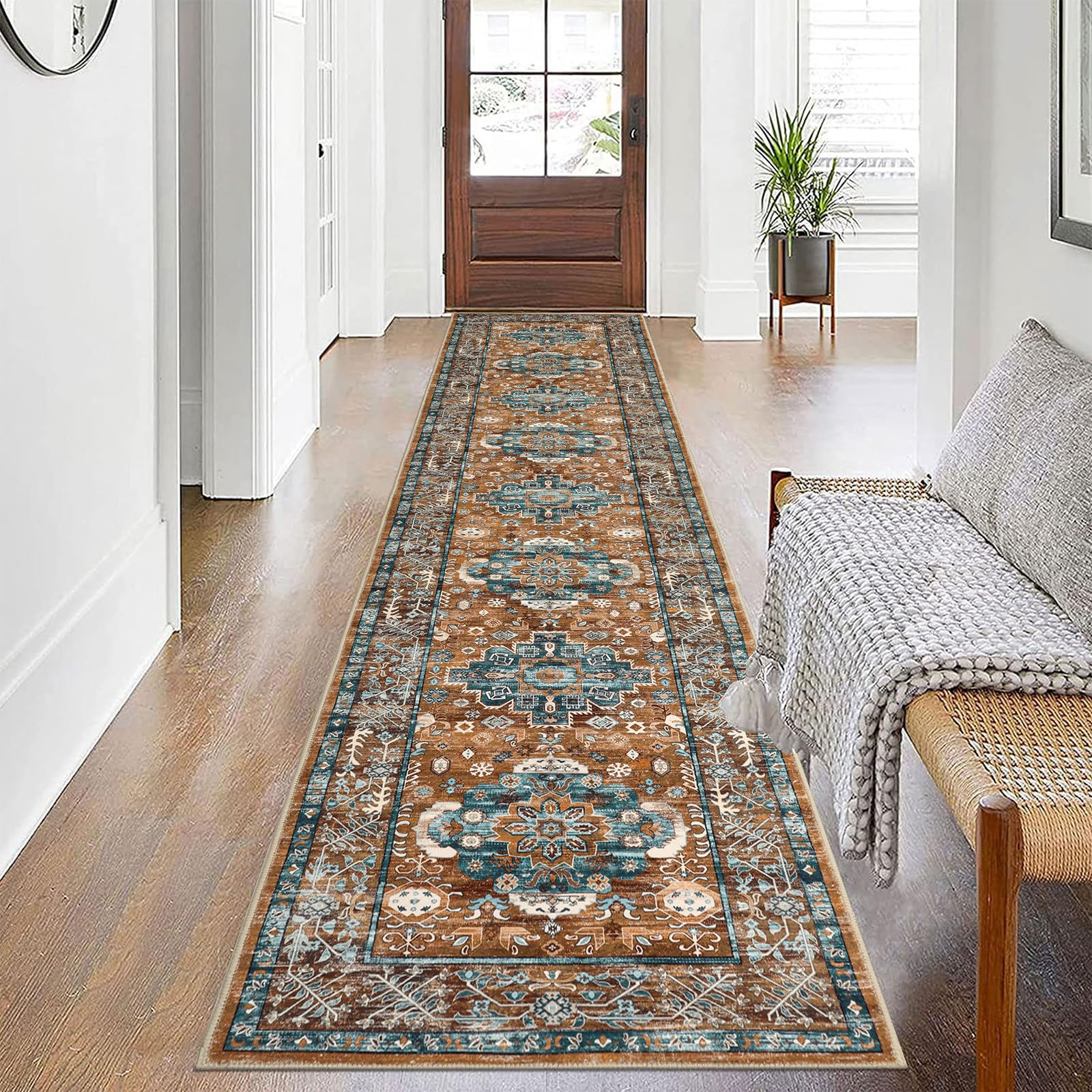 Amazon.com: Pauwer Vintage Hallway Runner Rug 2'x10', Boho Washable ...