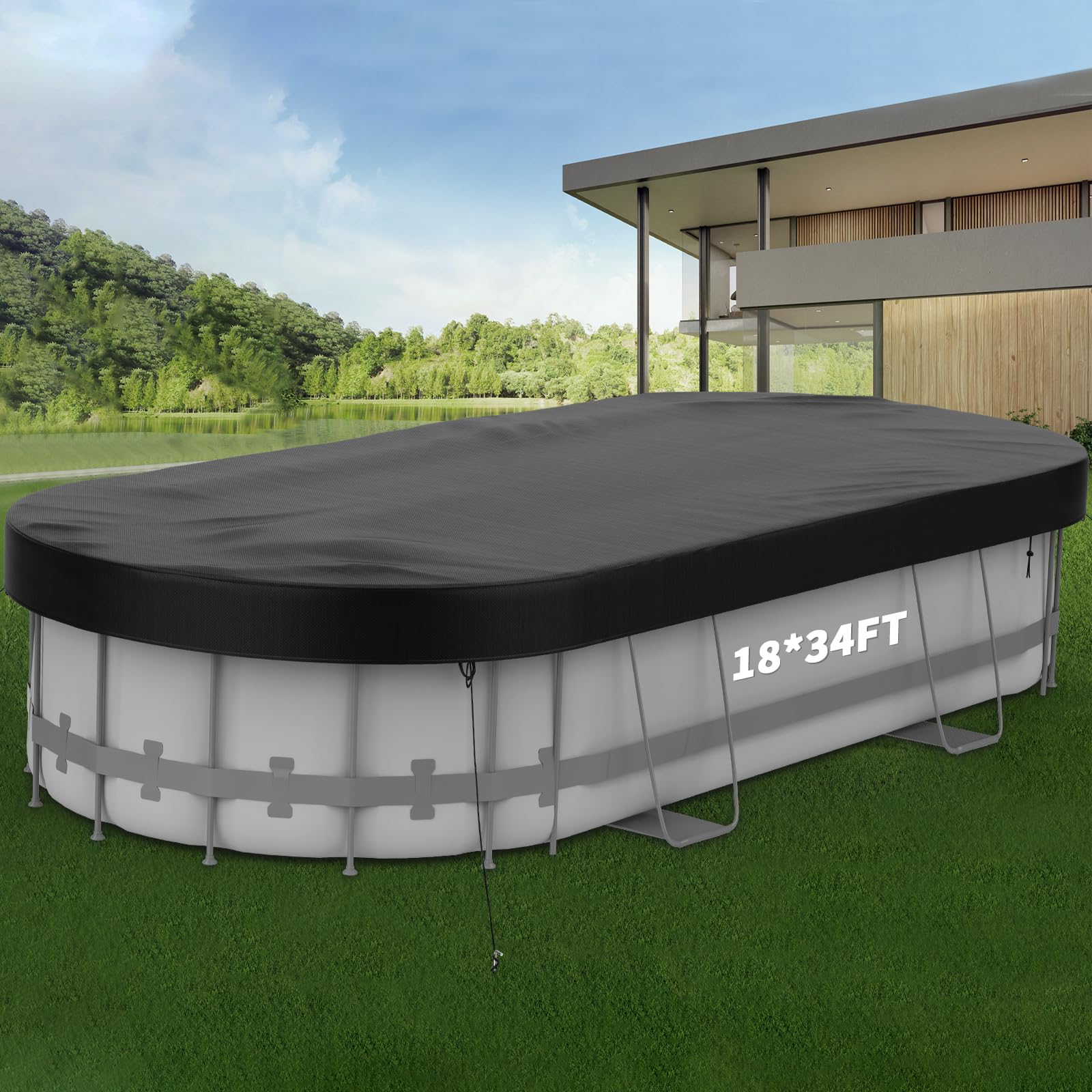 Amazon.com : 18x34 FT Oval Pool Cover Pool Covers for Above Ground ...