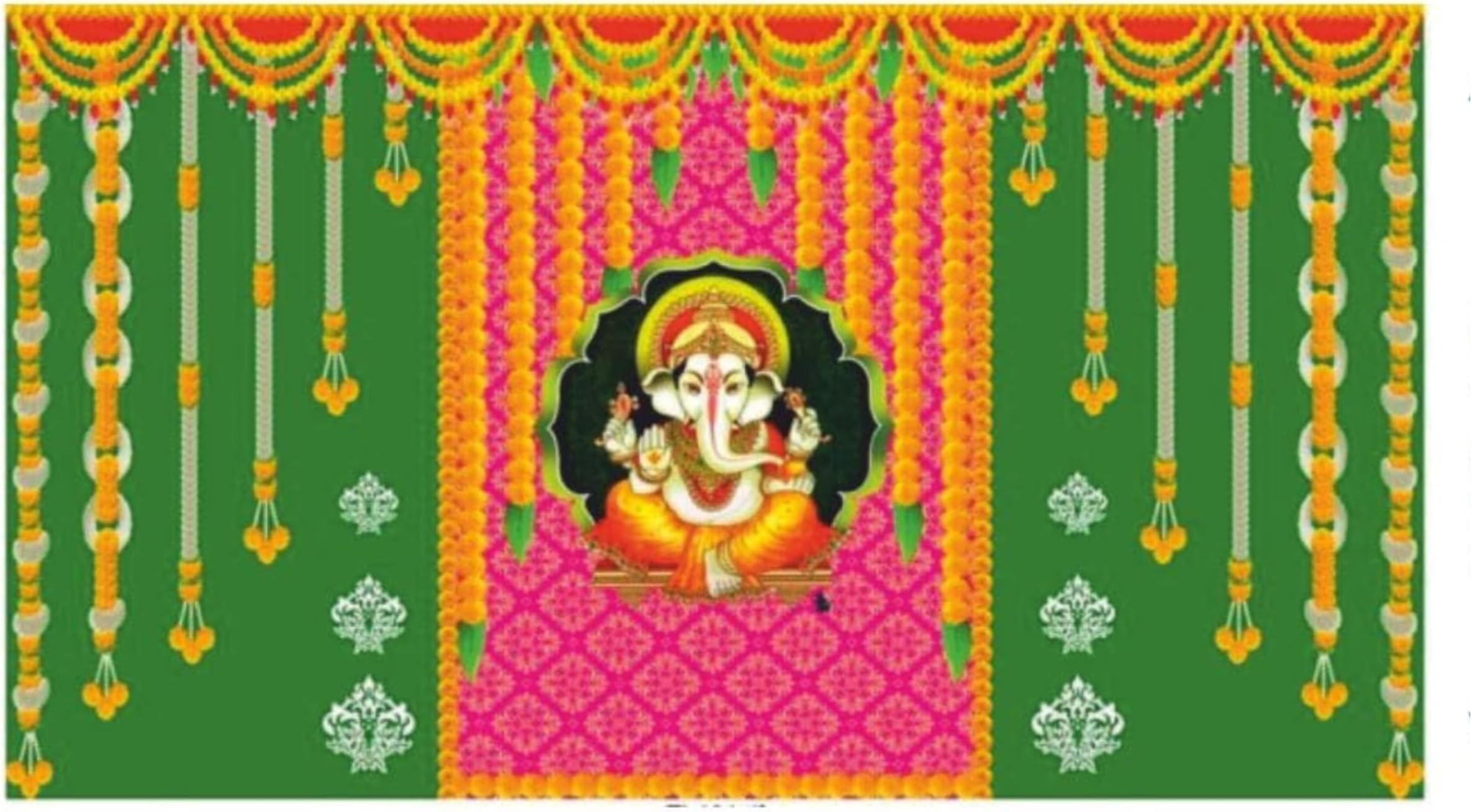 Talambralu Pink Background Ganesh Backdrop Cloth for All Festivals ...