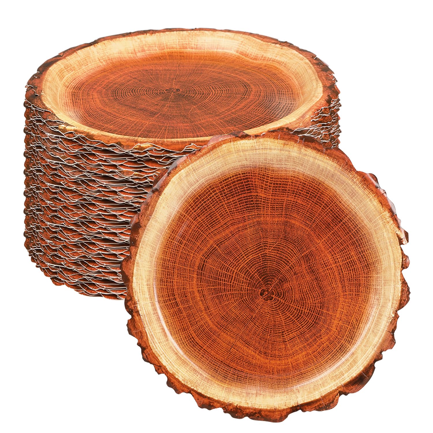 Snapklik.com : 120 Pcs Rustic Wood Grain Dessert Paper Plate 9"Natural ...