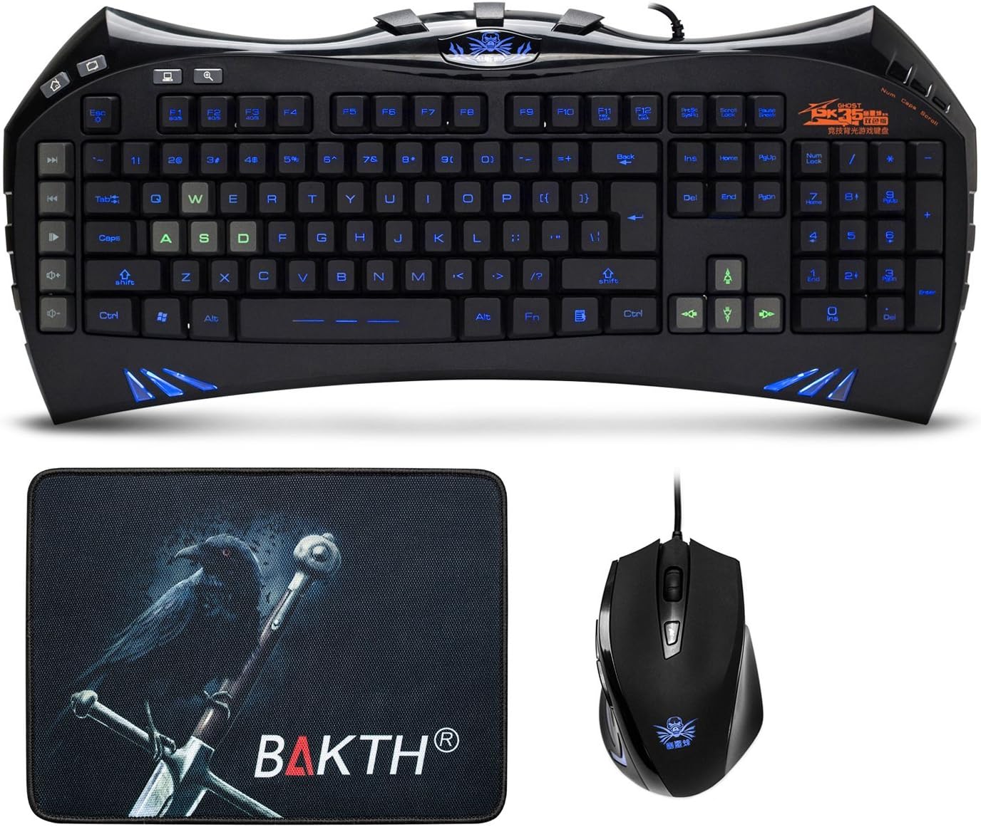 Bakth Blue Led Backlight Wired Multimedia Usb Gaming Keyboard And Mouse Combos