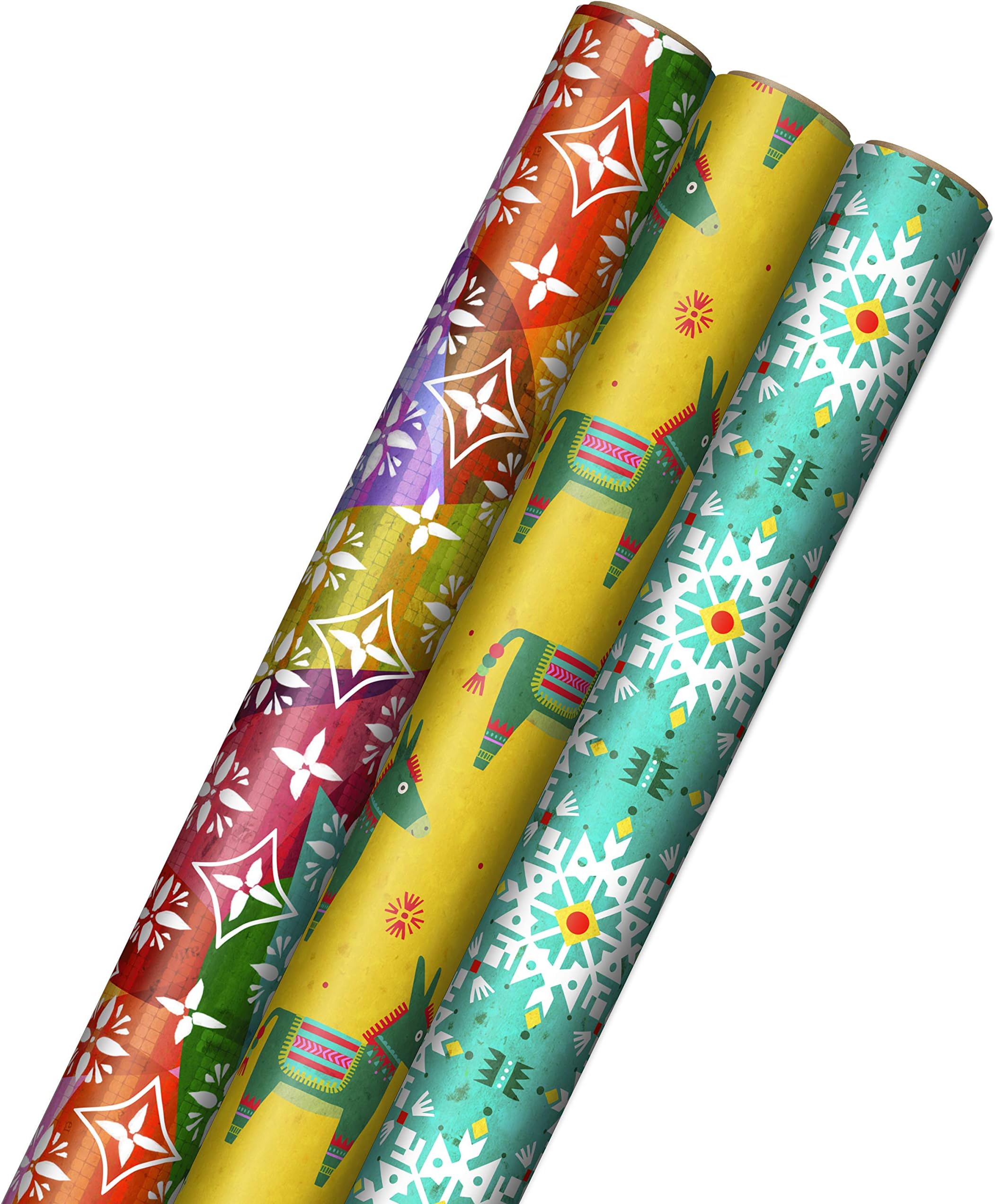 Amazon.com: Hallmark Holiday Wrapping Paper with Cut Lines on Reverse ...