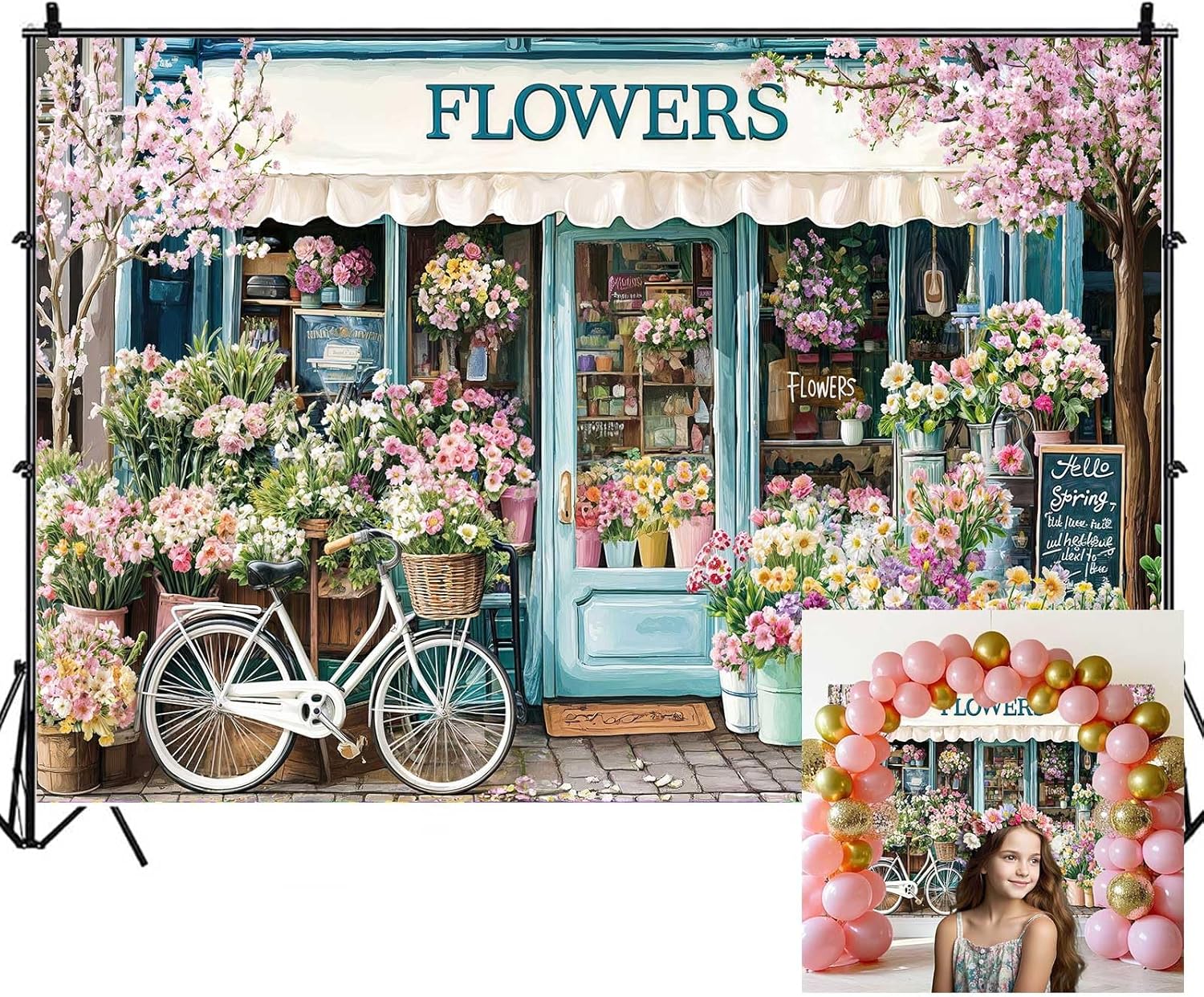 Amazon.com : Spring Flowers Backdrops for Photoshoot, Flower Shops Pink ...