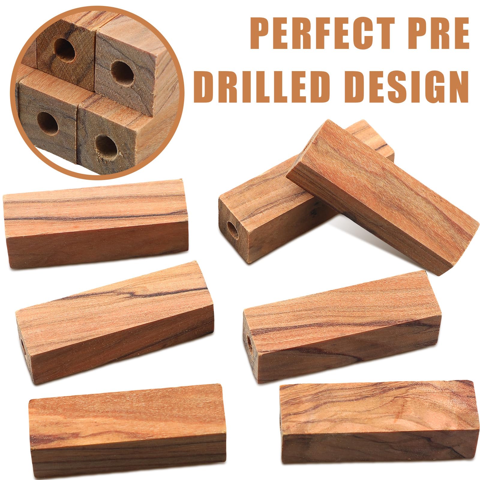 Snapklik.com : DoubleFill 20 Pcs Pre Drilled 7mm Olive Wood Pen Blanks ...
