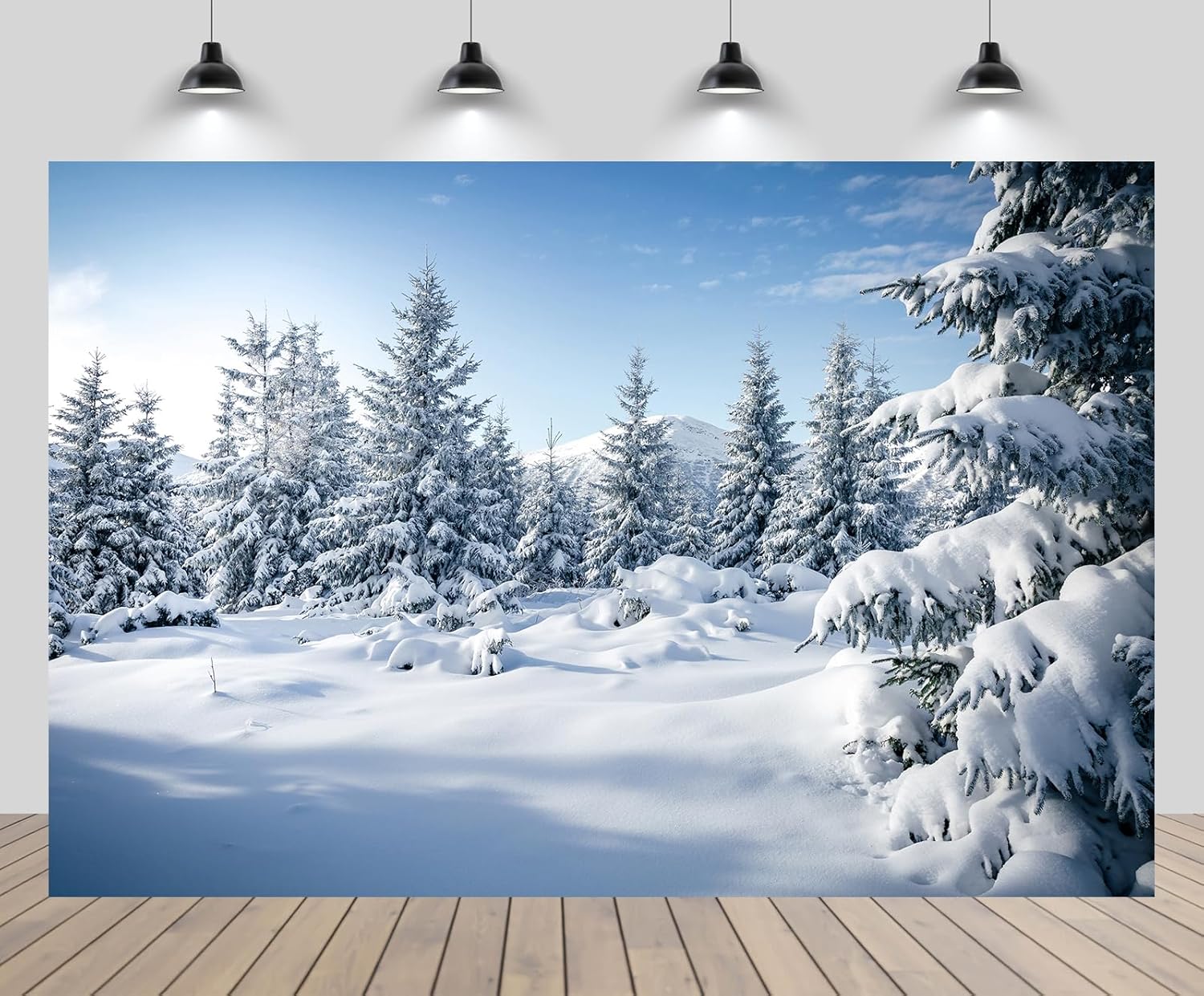 Amazon.com : CHNYWORK 7ftx5ft Winter Snowy Woods Backdrop White ...