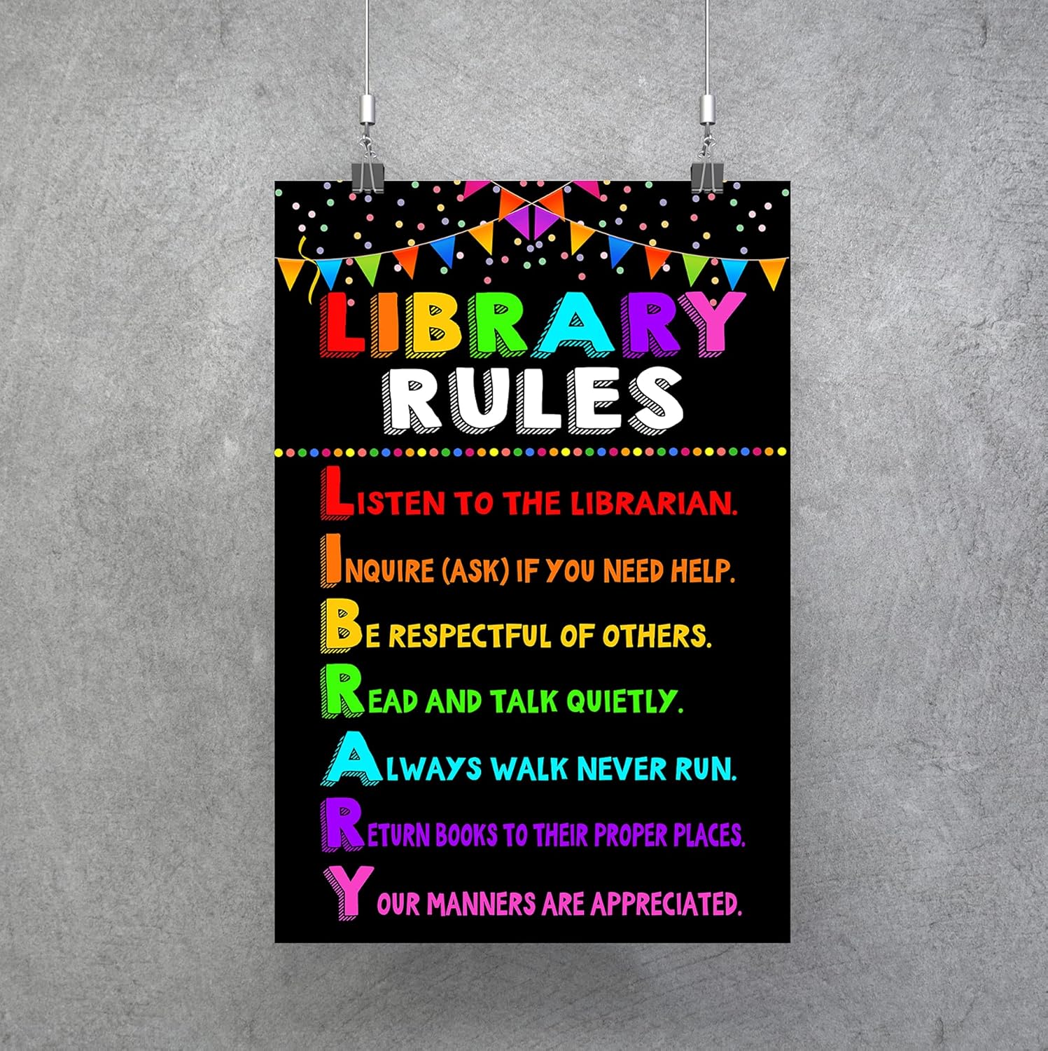 Hygge Life Library Rules Poster for Kids Classroom Australia | Ubuy