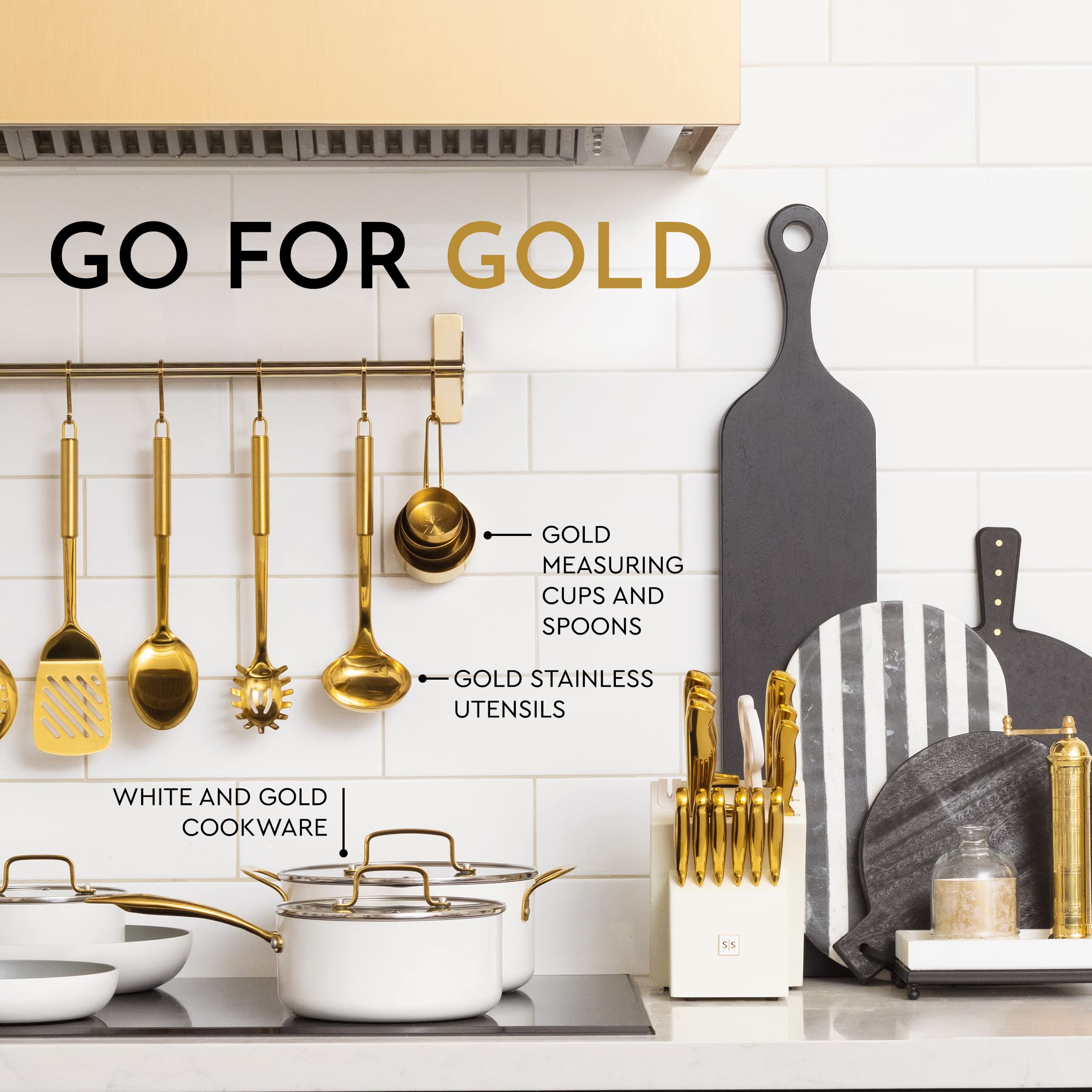 Snapklik.com : White And Gold Knife Set