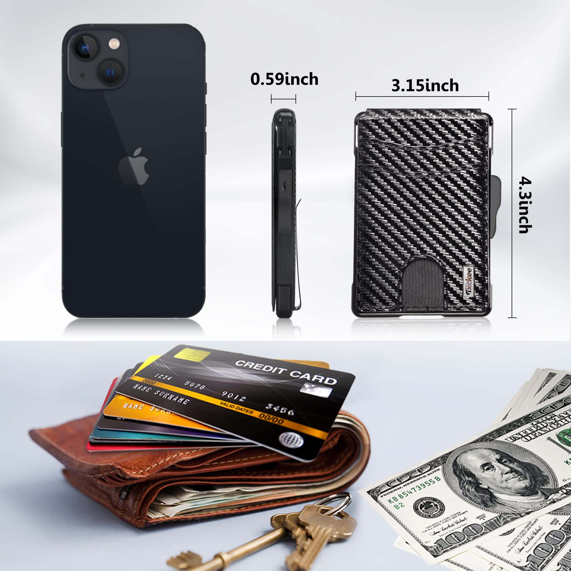 umoven Wallet for Men - with Money Clip Slim Leather Slots Credit Card ...