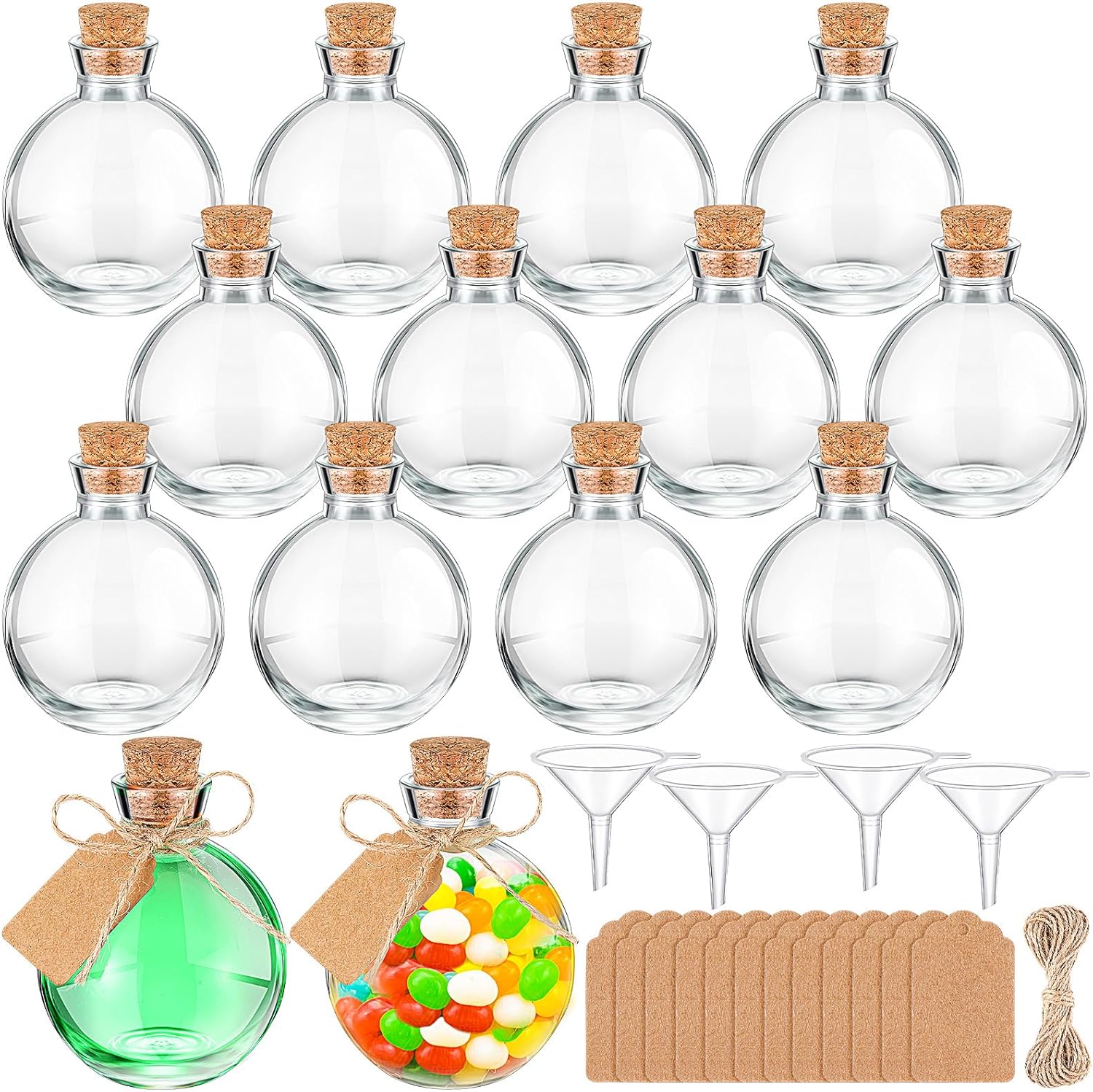 Amazon.com: Baderke 12 Sets 5 oz Mini Glass Bottle with Cork Lids Round ...