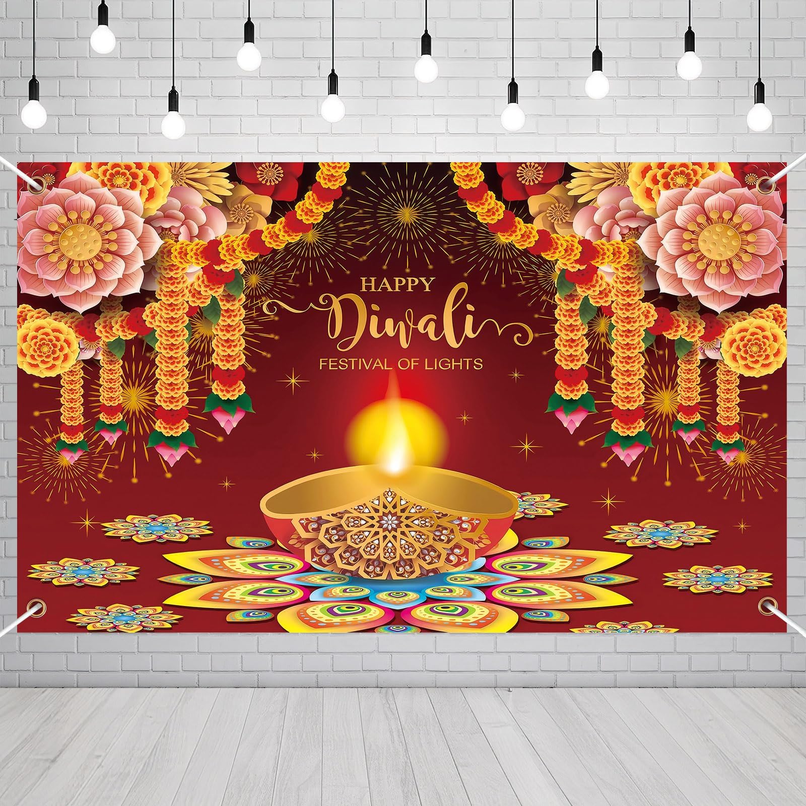 Amazon.com : MARFOREVER Happy Diwali Backdrop Banner Decorations ...