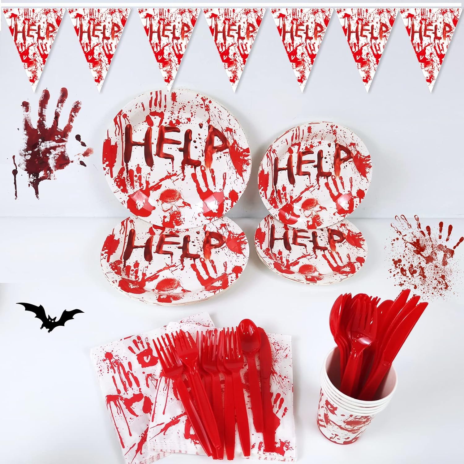 Halloween Bloody Party Supplies, Halloween Scary Disposable Tableware ...