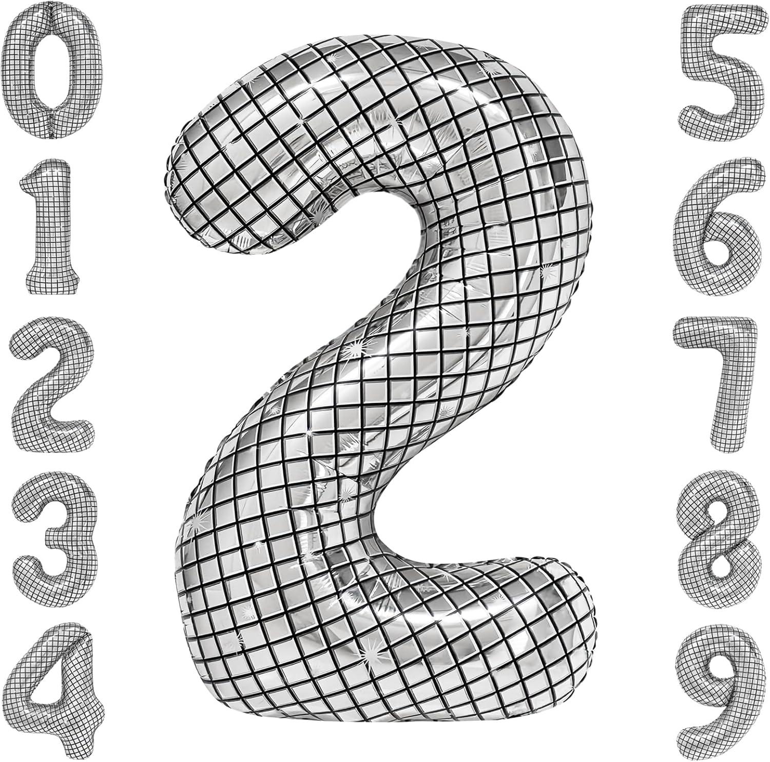 Amazon.com: 40 Inch Disco Number Balloons Large Silver Disco Ball Print ...