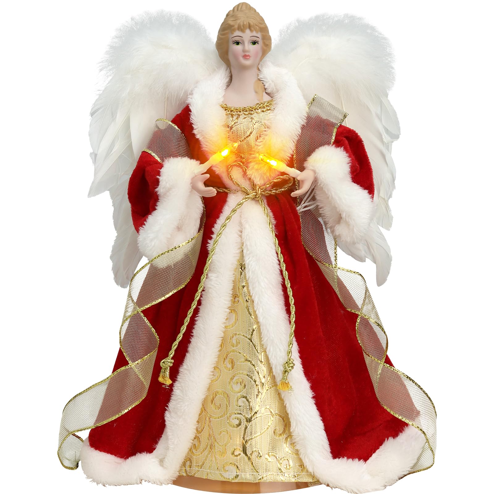 Christmas Angel Tree Topper, 12.6 Inches Angel Tree Toppers with 10 ...