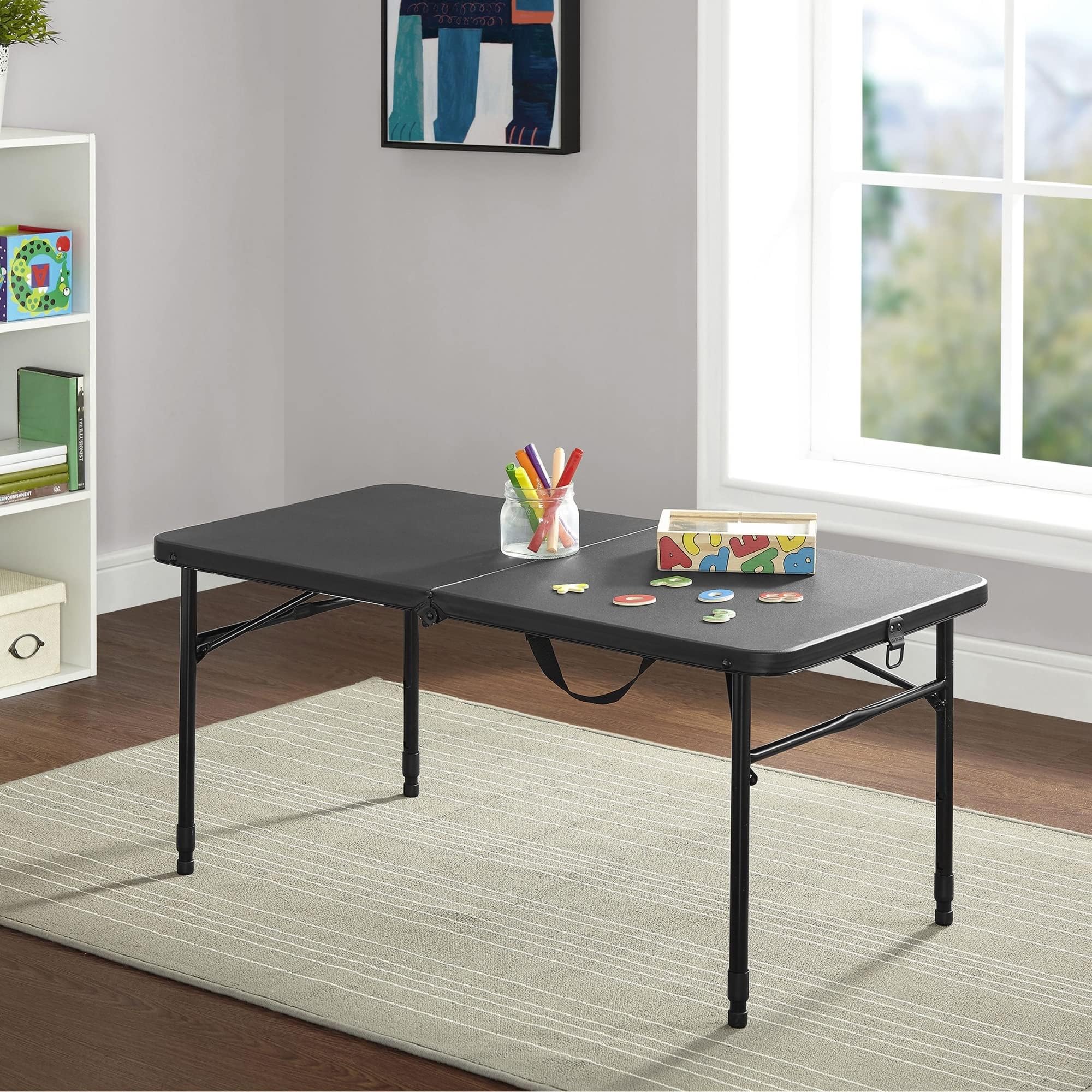 Amazon.com: 40" Plastic Adjustable Height Fold-in-Half Folding Table ...
