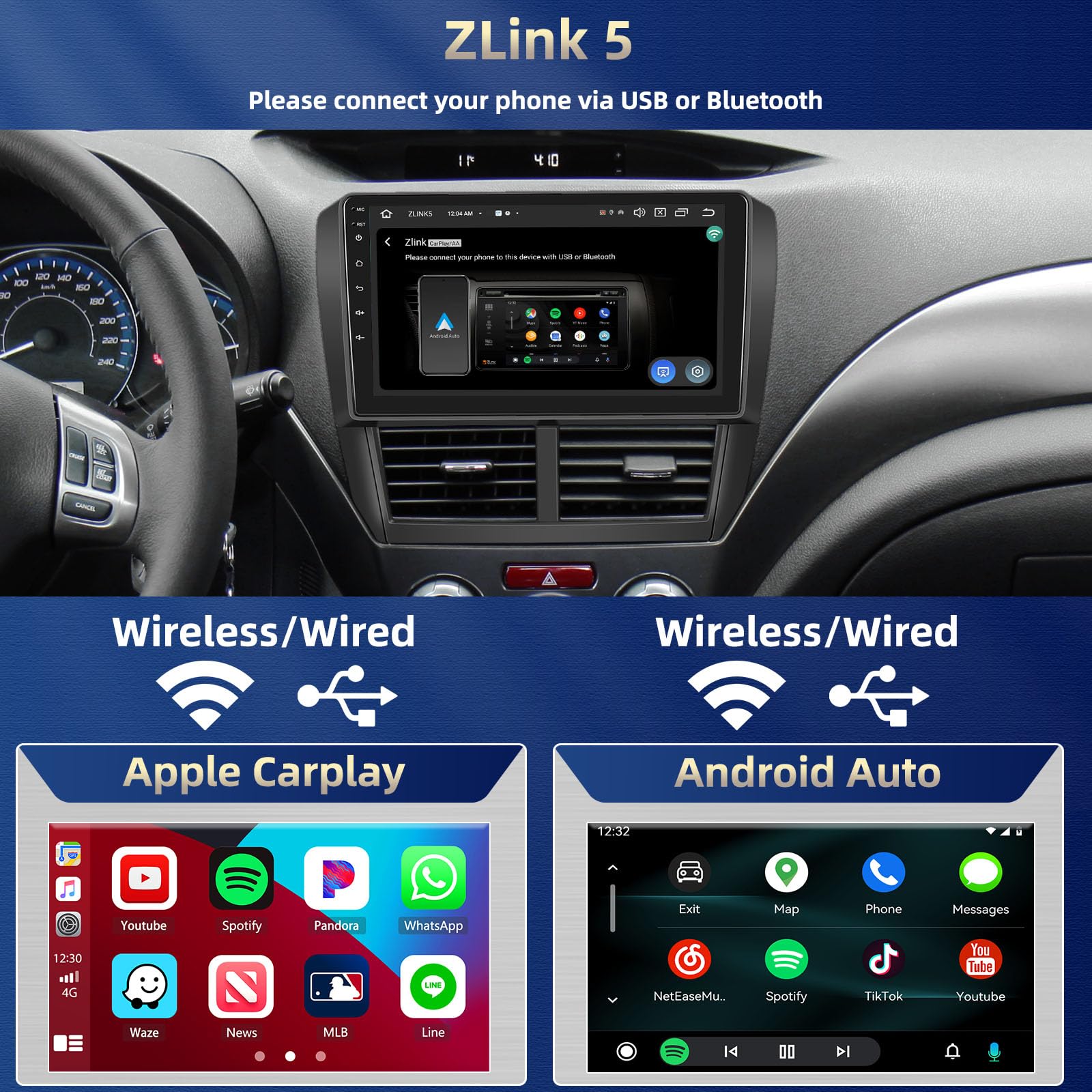 Snapklik.com : 4G+64G Hikity Android Stereo For Subaru Forester Impreza ...