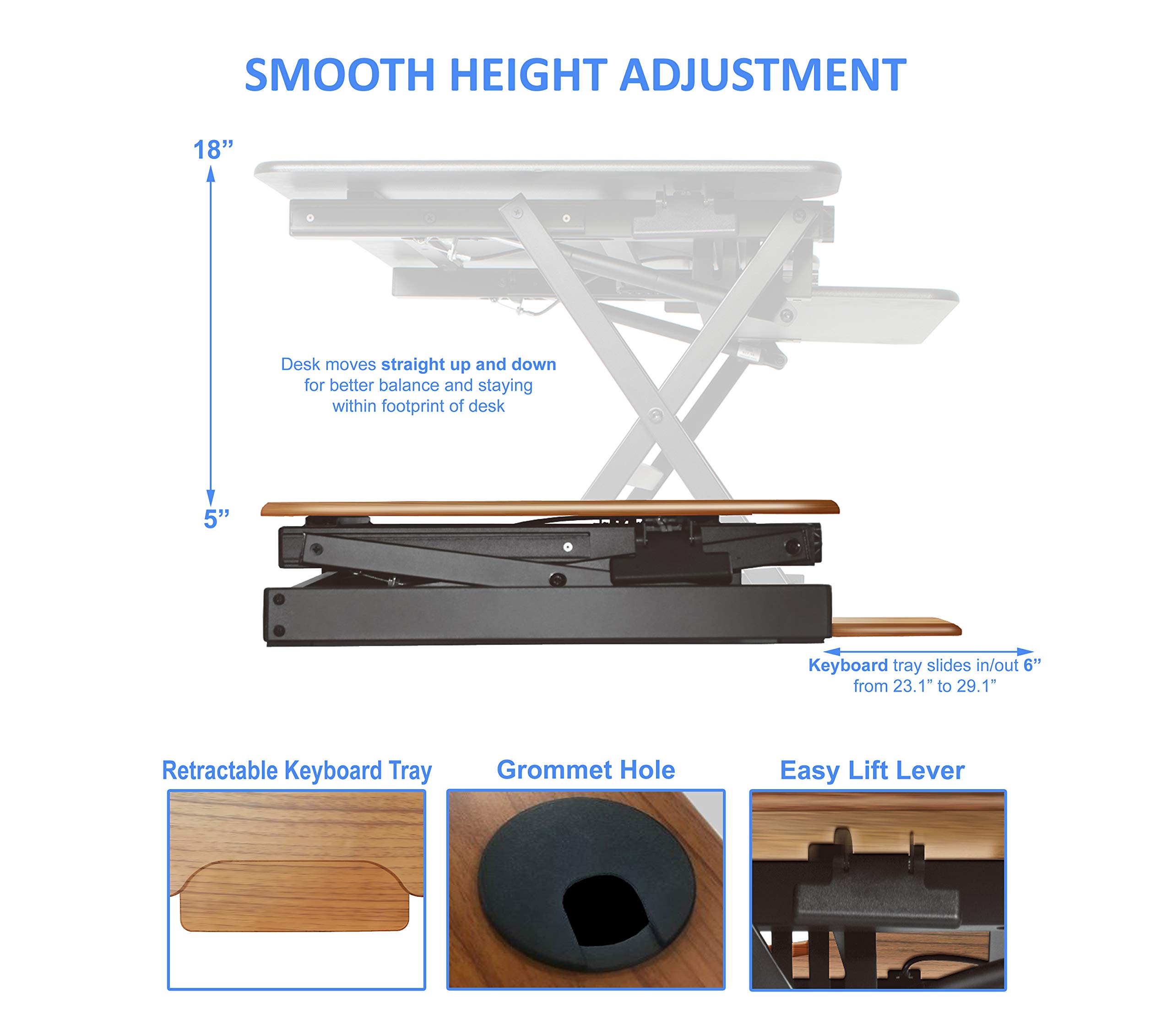 Snapklik.com : Rocelco 32" Height Adjustable Standing Desk Converter ...