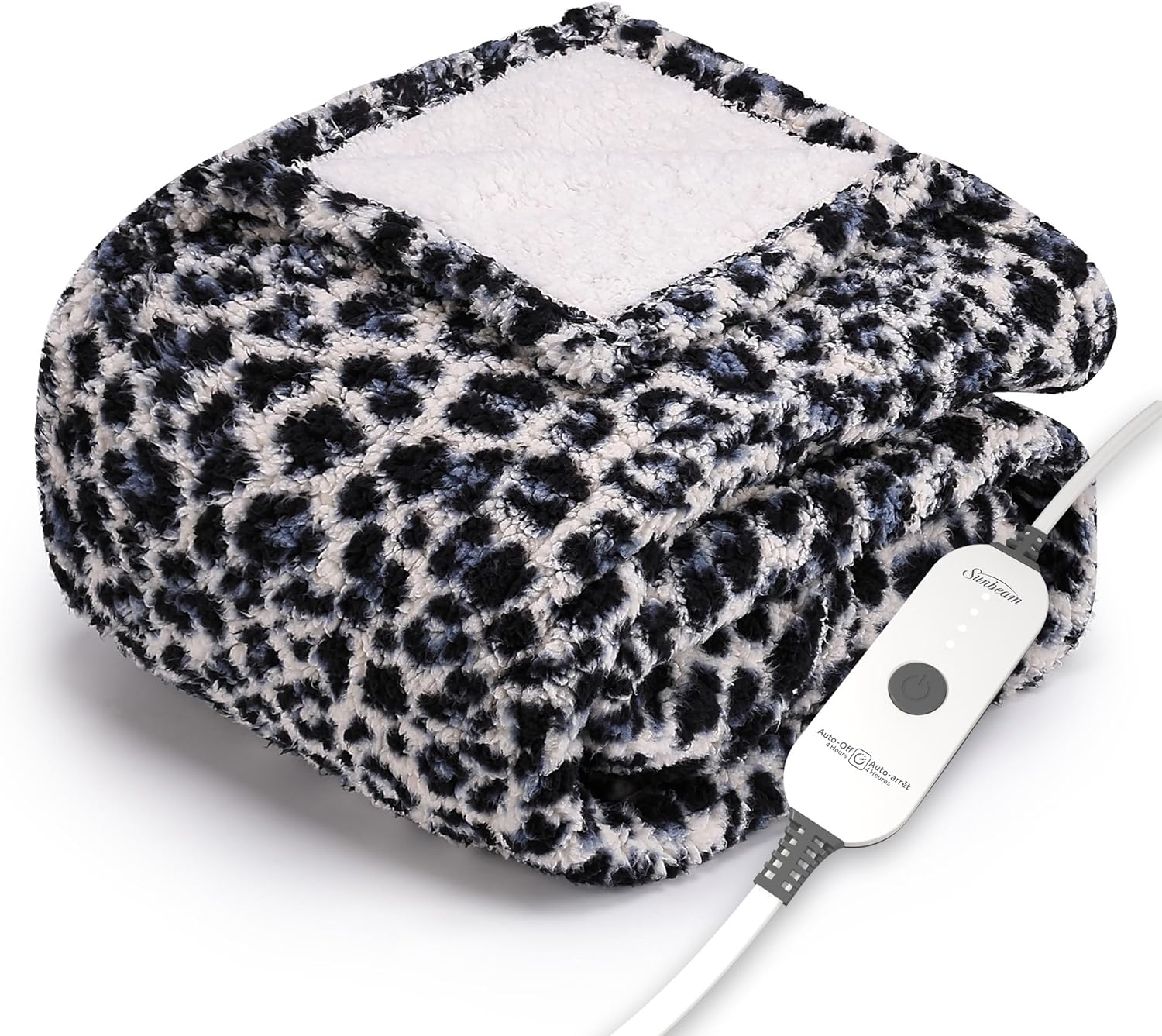 Amazon.com: Sunbeam Printed Royal Sherpa Foot Pocket Heated Throw ...