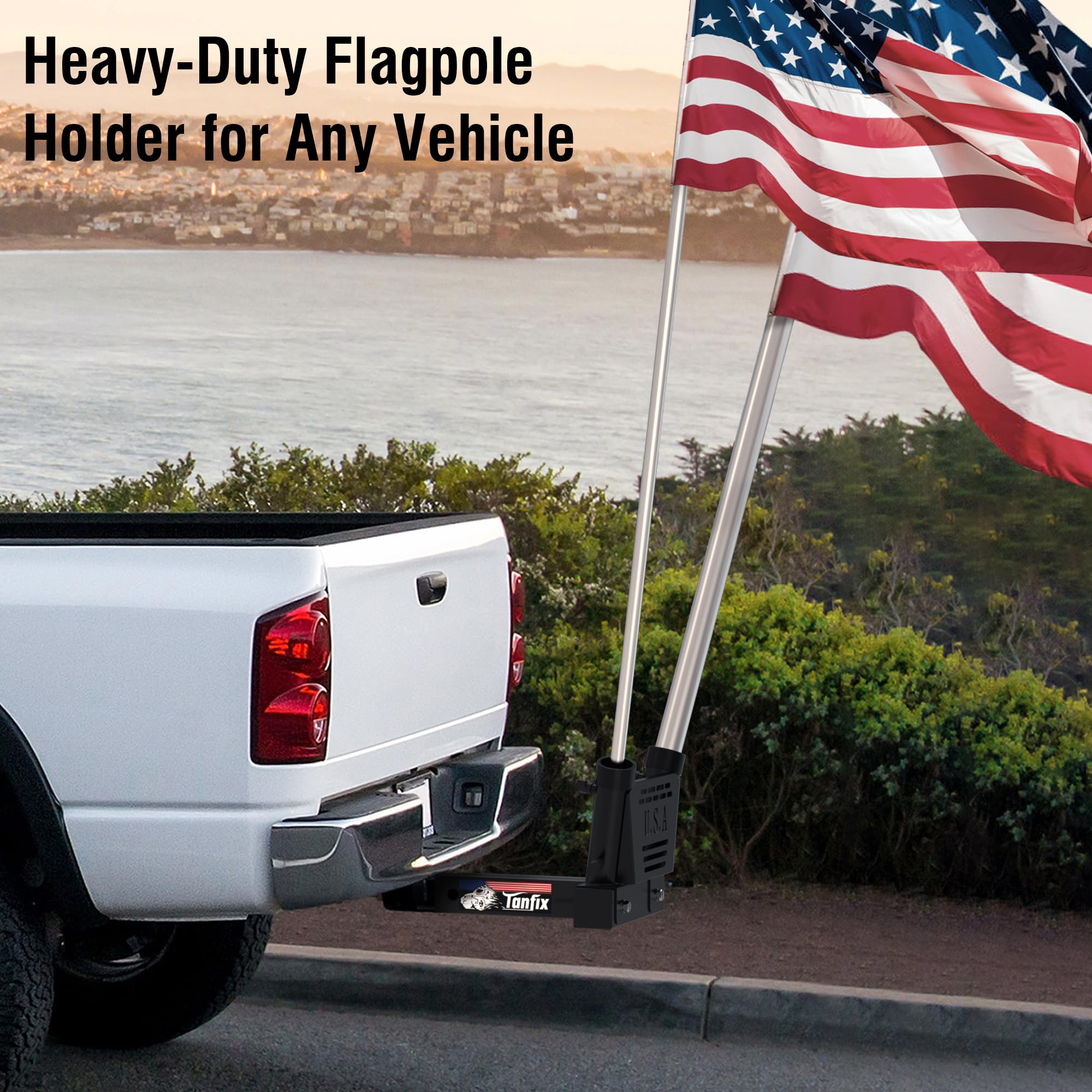 Snapklik.com : Tanfix Hitch Mount Flagpole Holder, Heavy-Duty Flag Pole ...