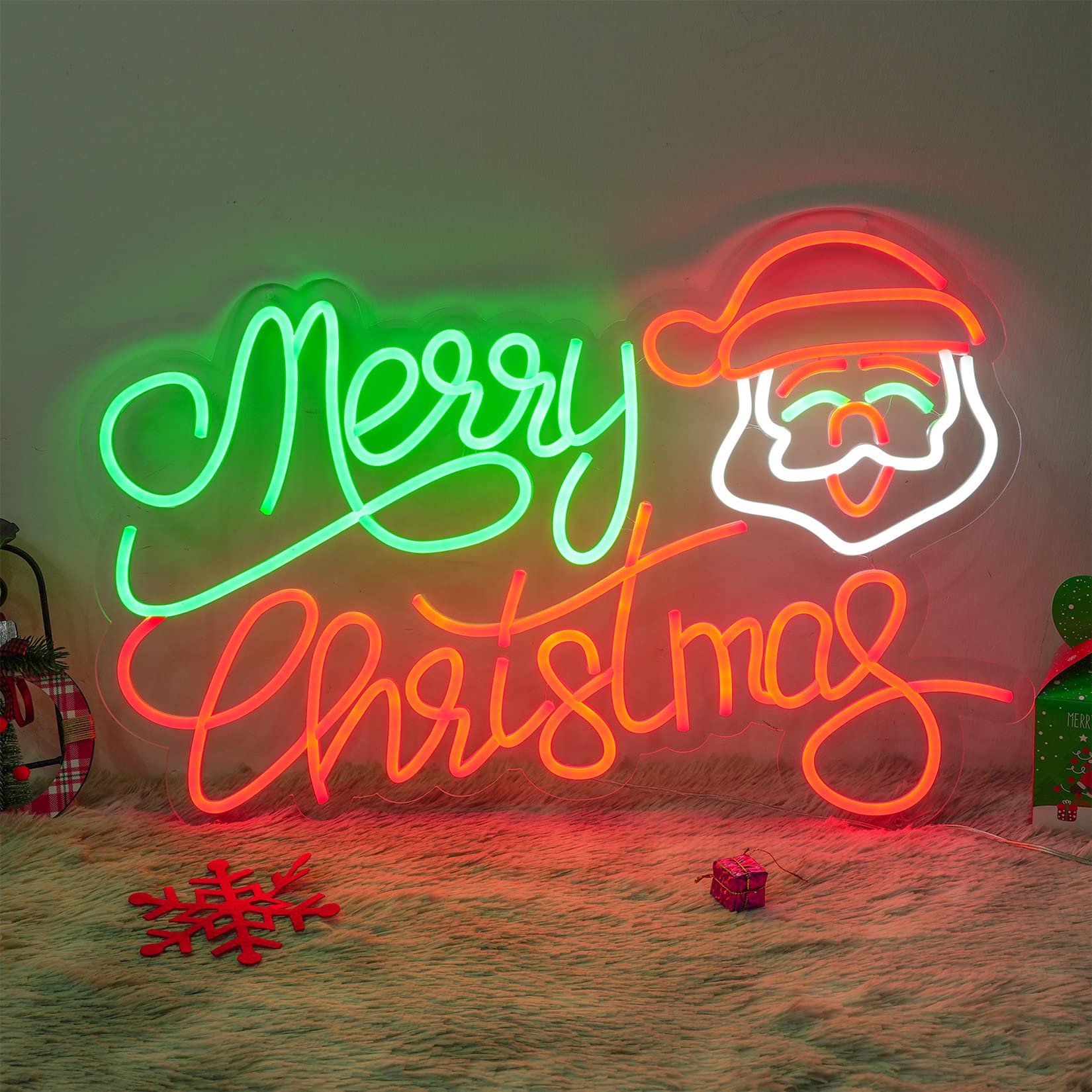 Amazon.com : BIOIWGY Neon Signs Merry Christmas Neon Lights for Wall ...