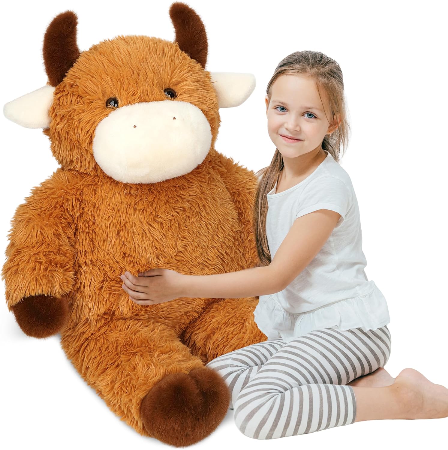 Amazon.com: Cudhug 32" Big Highland Cow Stuffed Animal, Giant Highland ...