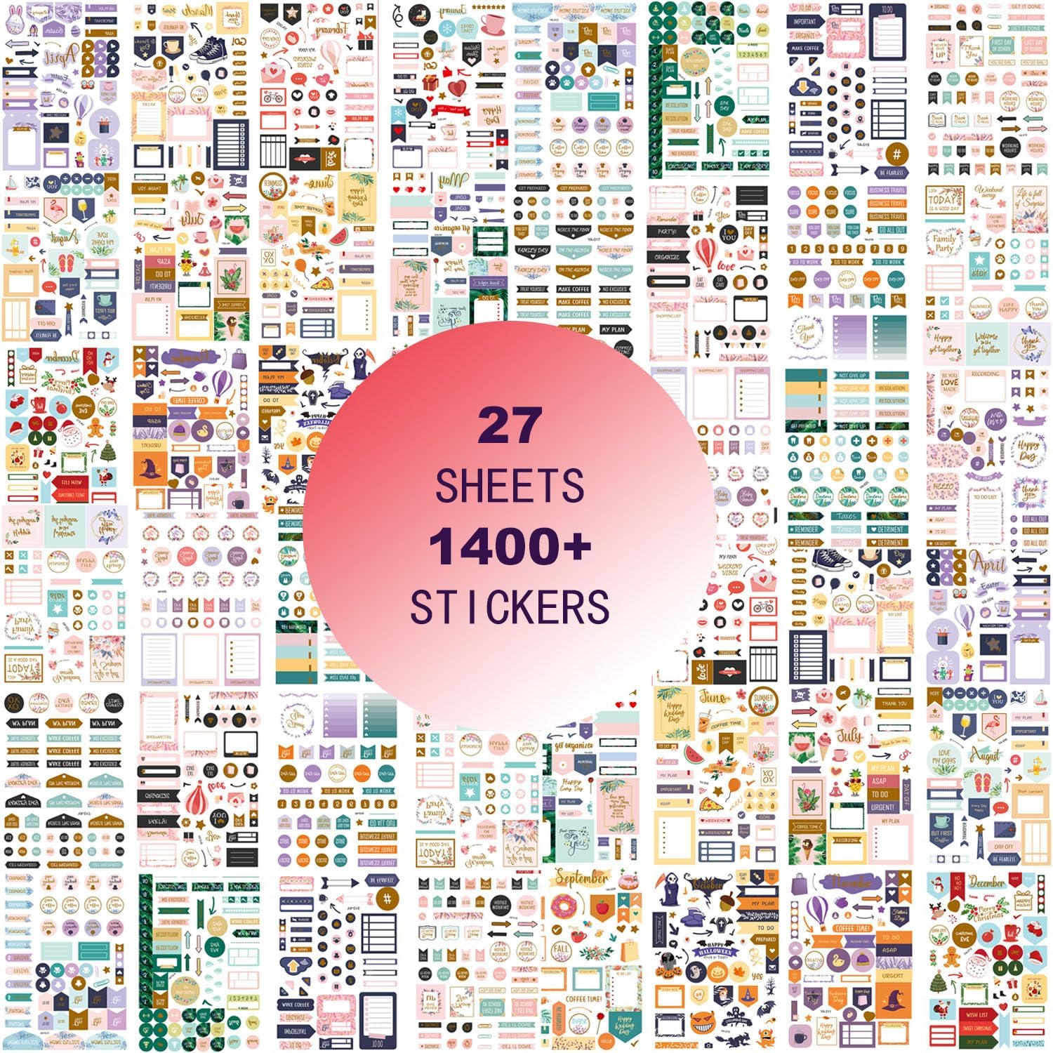 Amazon.com: Planner Stickers for Planning, 1200+ Monthly Motivational ...