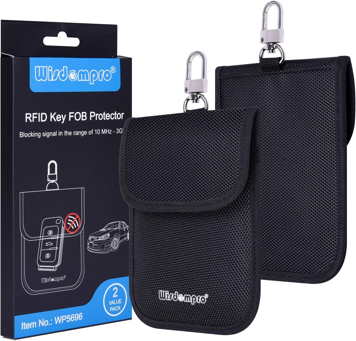 RFID Key Fob Protector, Wisdompro 2 Pack Faraday Bag RF Car Key Signal ...
