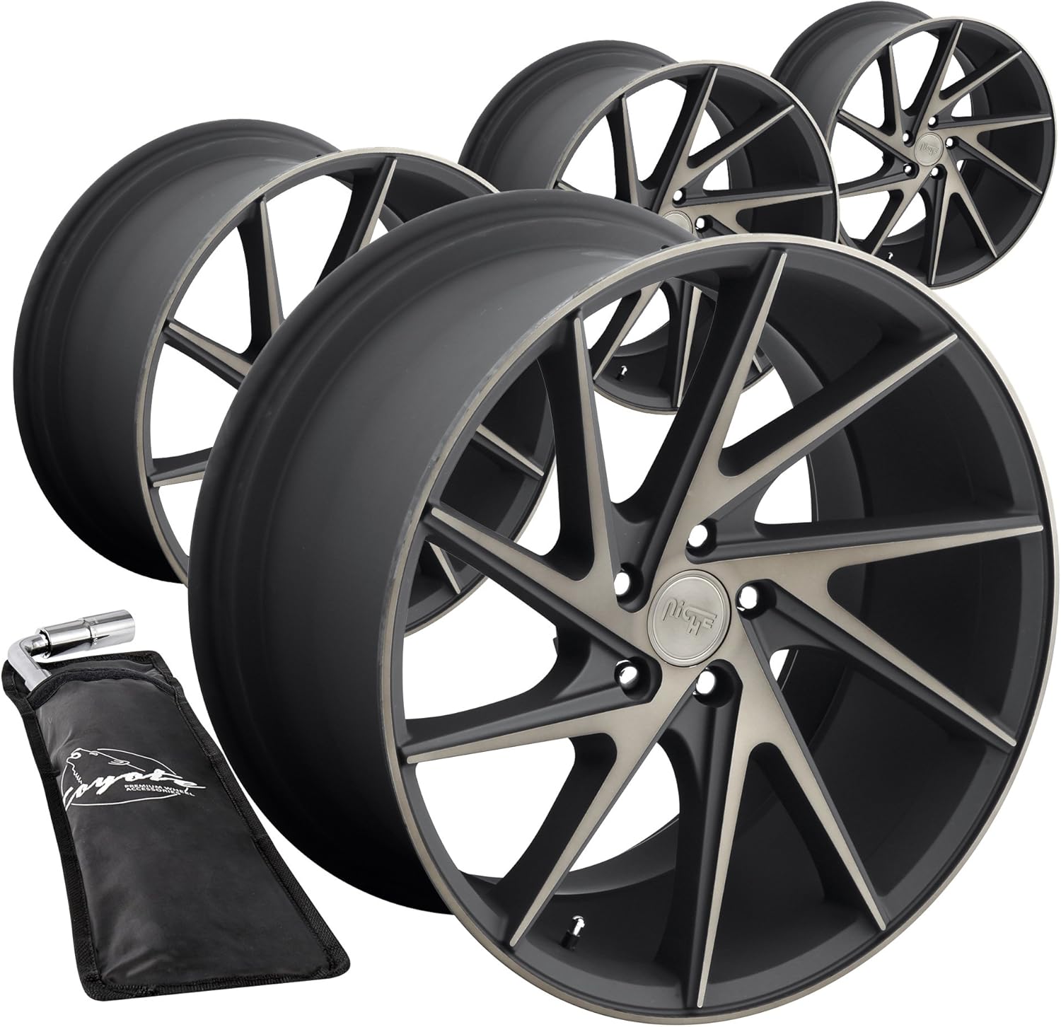 Amazon.com: Niche M163 INVERT Wheels (Set of 4) - Black with Machined ...