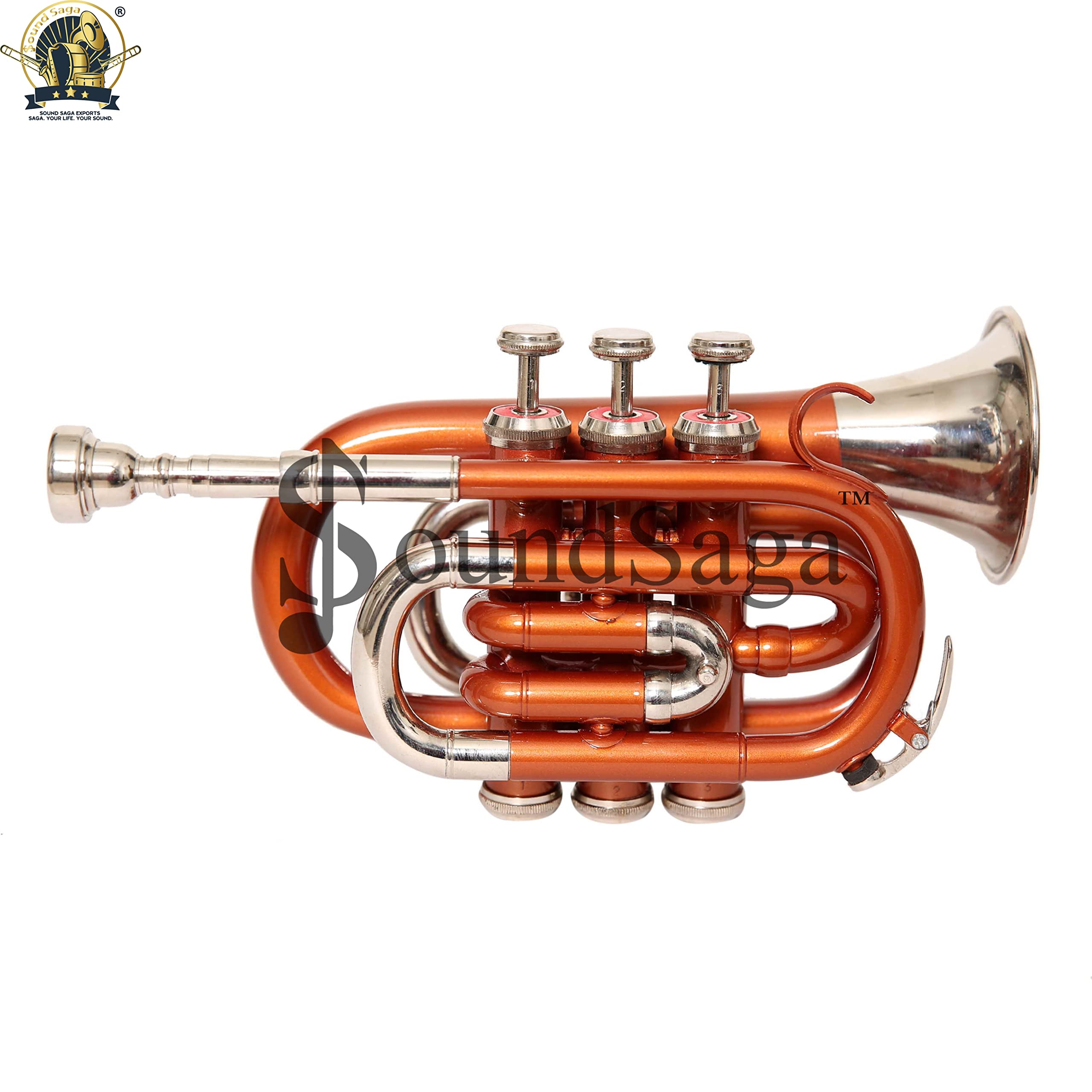 Flute Instrument Mendini MPT Brass Bb Pocket Trumpet + Tuner, Case ...