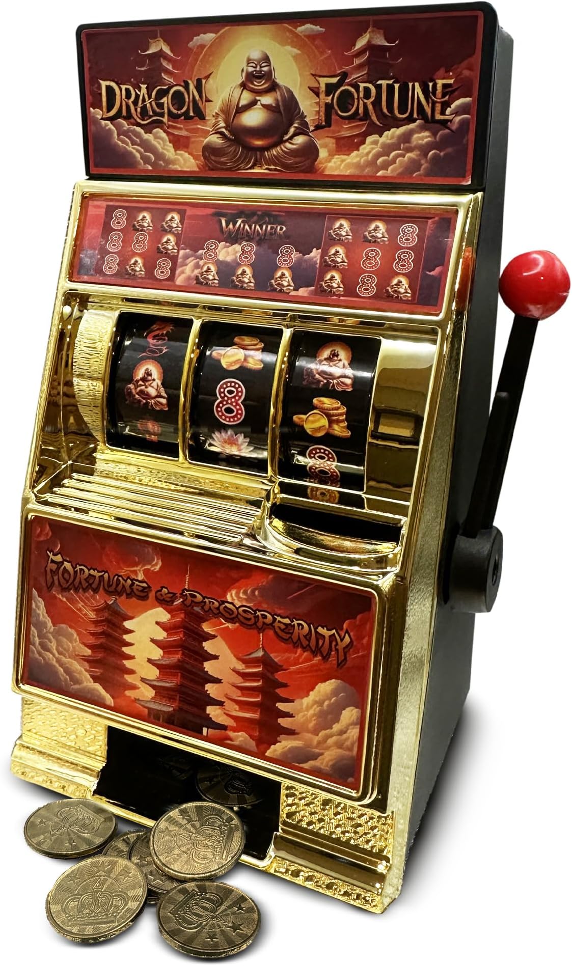 Amazon.com: Dragon Fortune 8" Slot Machine Bank - Slots with Gold Bevel ...