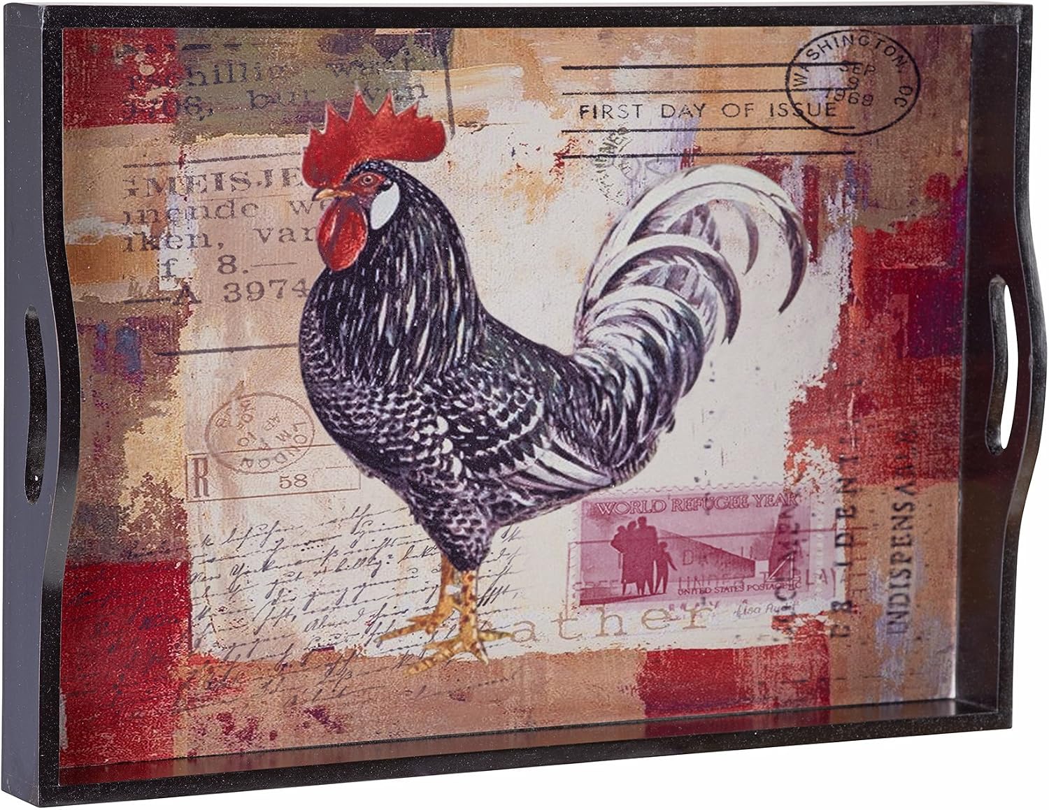 Amici Rectangular Wood Decorative Serving Tray - Rooster : Amazon.ca: Home