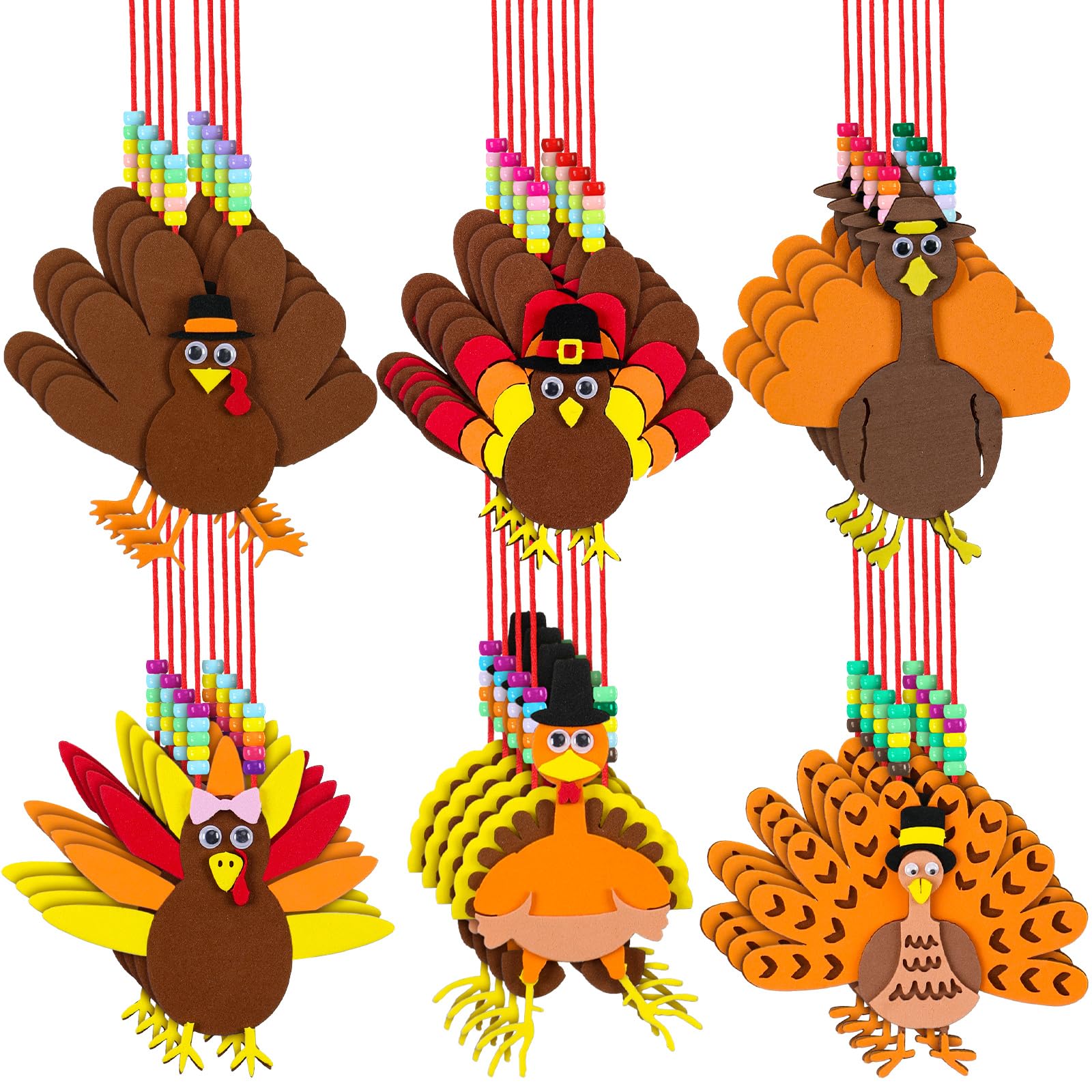 Amazon.com: Huquary 24 Pcs Thanksgiving Turkey Necklaces Kit, Turkey ...