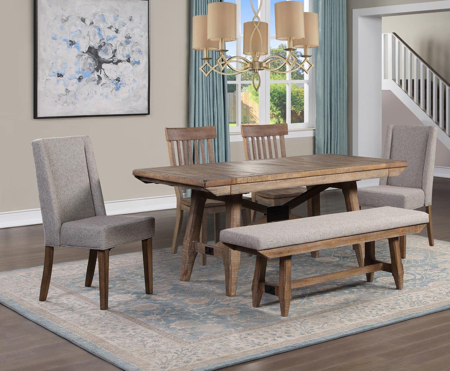 Amazon.com: Steve Silver Riverdale 6-Piece Dining Set with Driftwood ...
