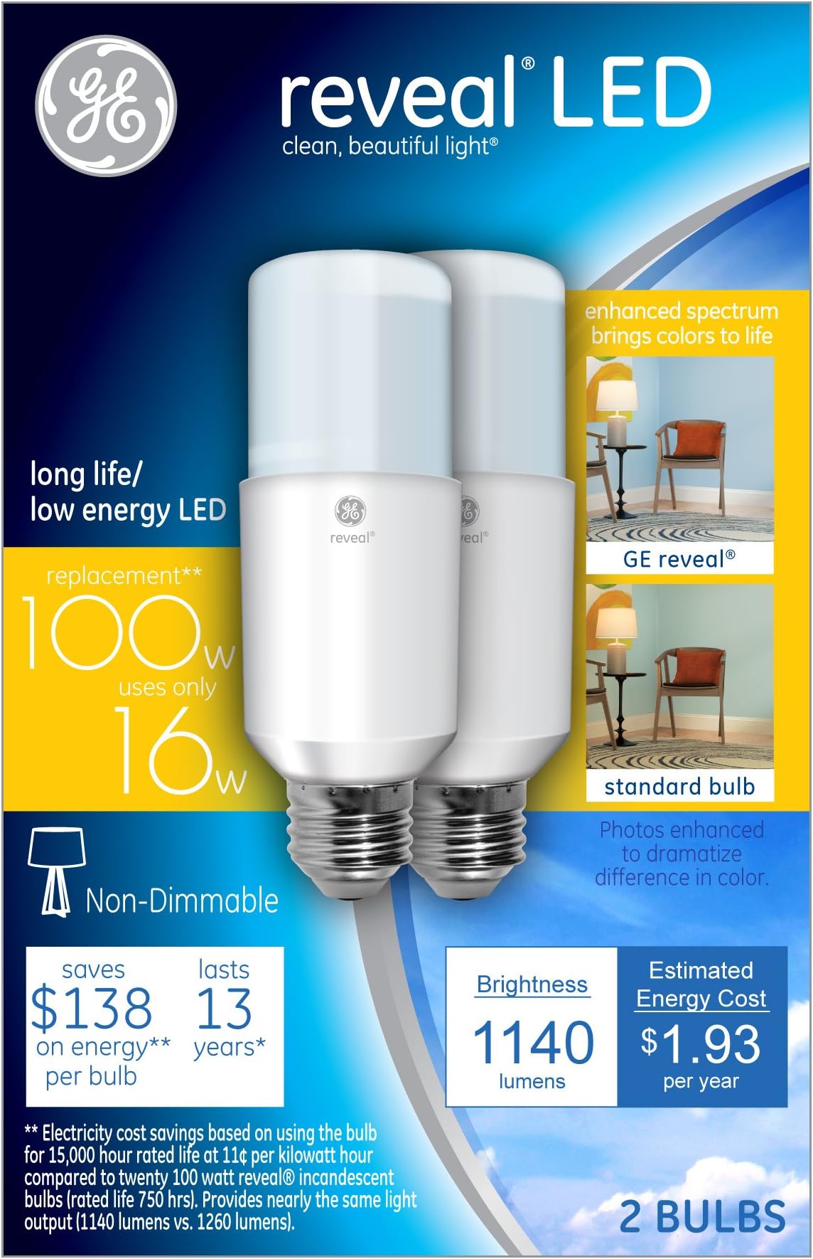 Current, powered by GE LED15LS2/850 LED Bright Stik - Amazon.com