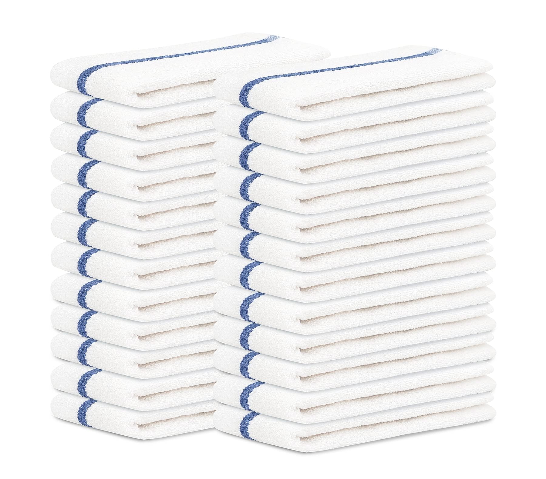 Amazon.com: STF Linen Bar Mops Blue Stripe Pack of 24 Kitchen Towels ...