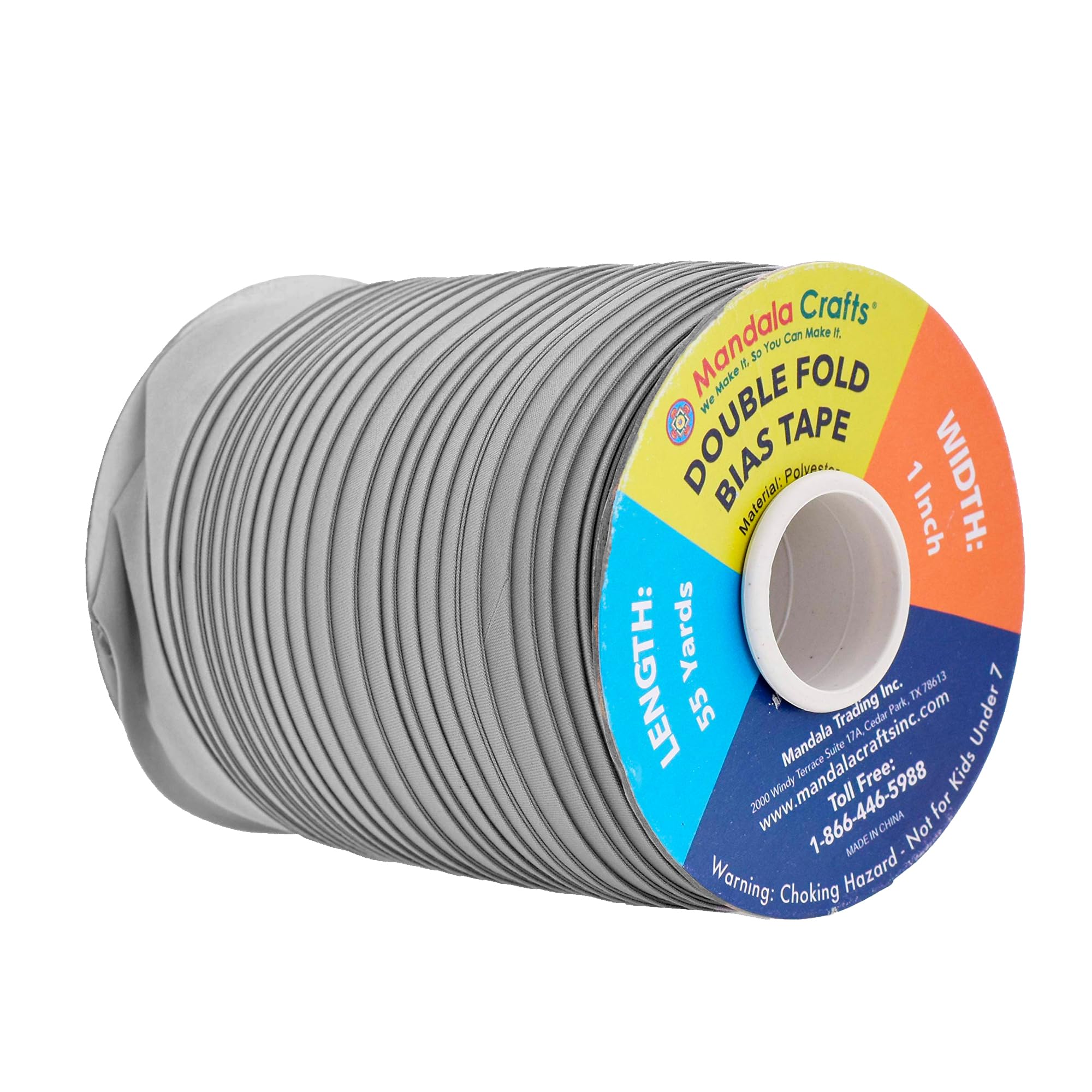 Snapklik.com : Mandala Crafts 55 Yards 1 Inch Gray Double Fold Bias ...